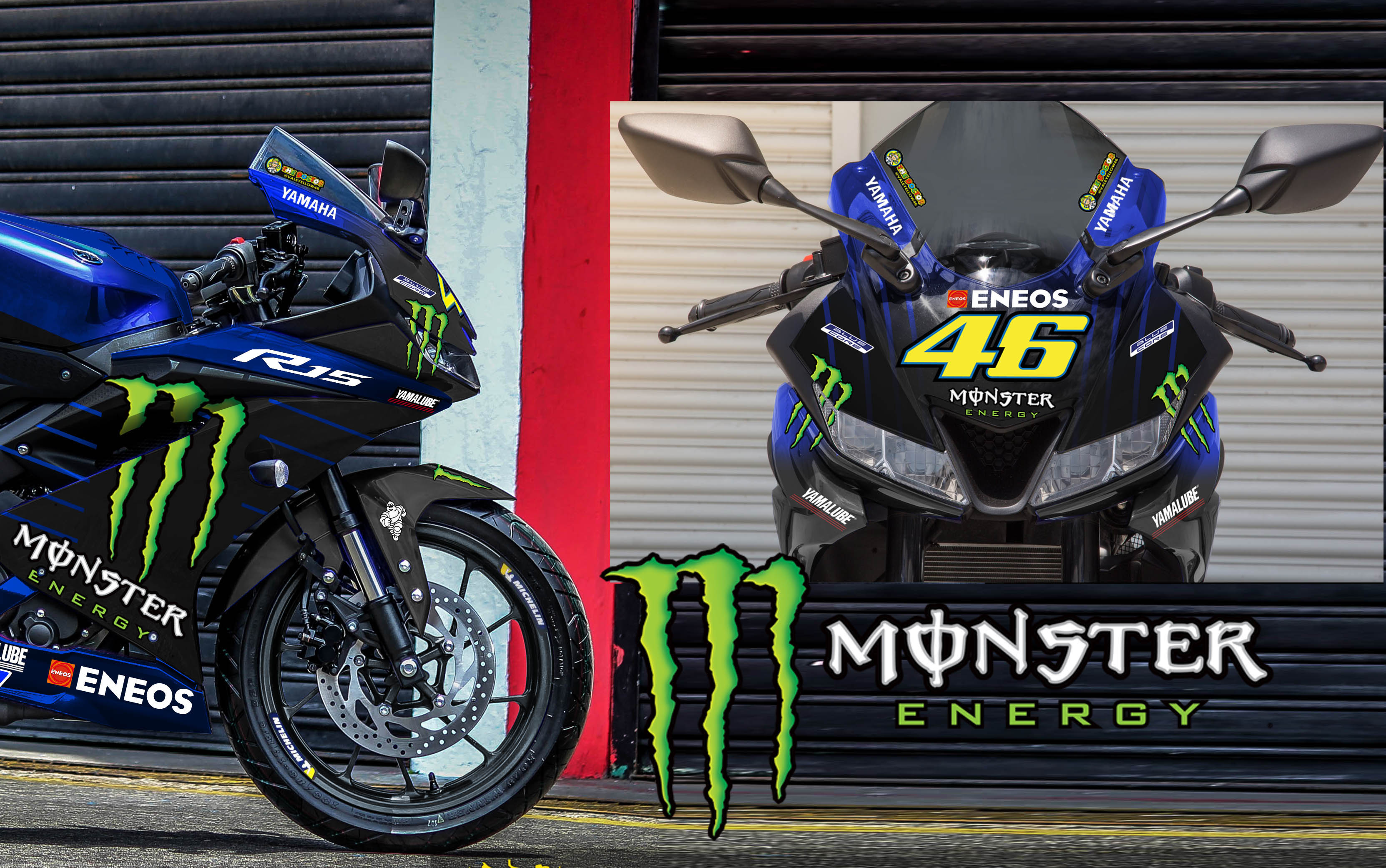 Yamaha R15 V3 livery Monster energy Motogp 2019 - MOTOBLAST