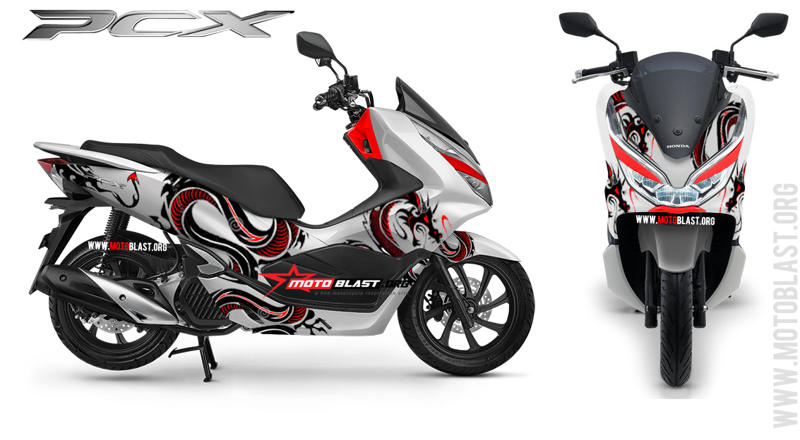 Modifikasi Striping Honda PCX 150 White Dragon - MOTOBLAST