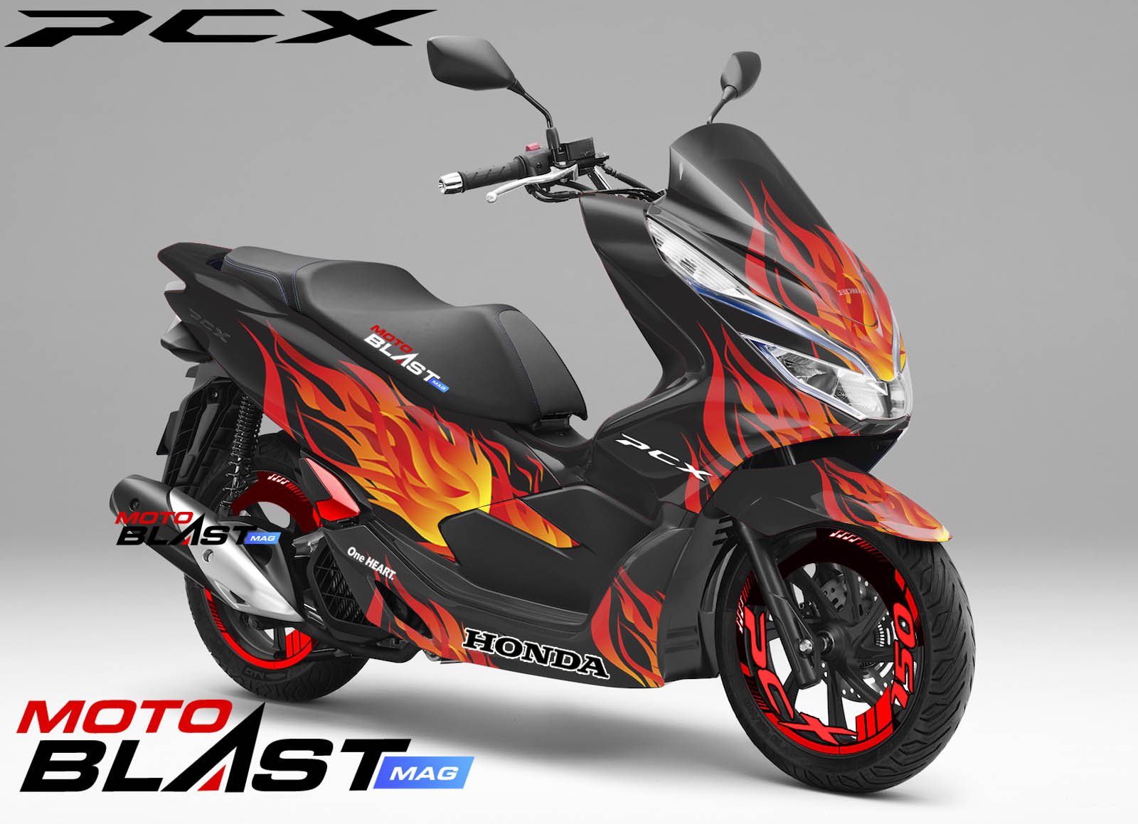 Modifikasi Striping Honda PCX 150 Flameblast - MOTOBLAST
