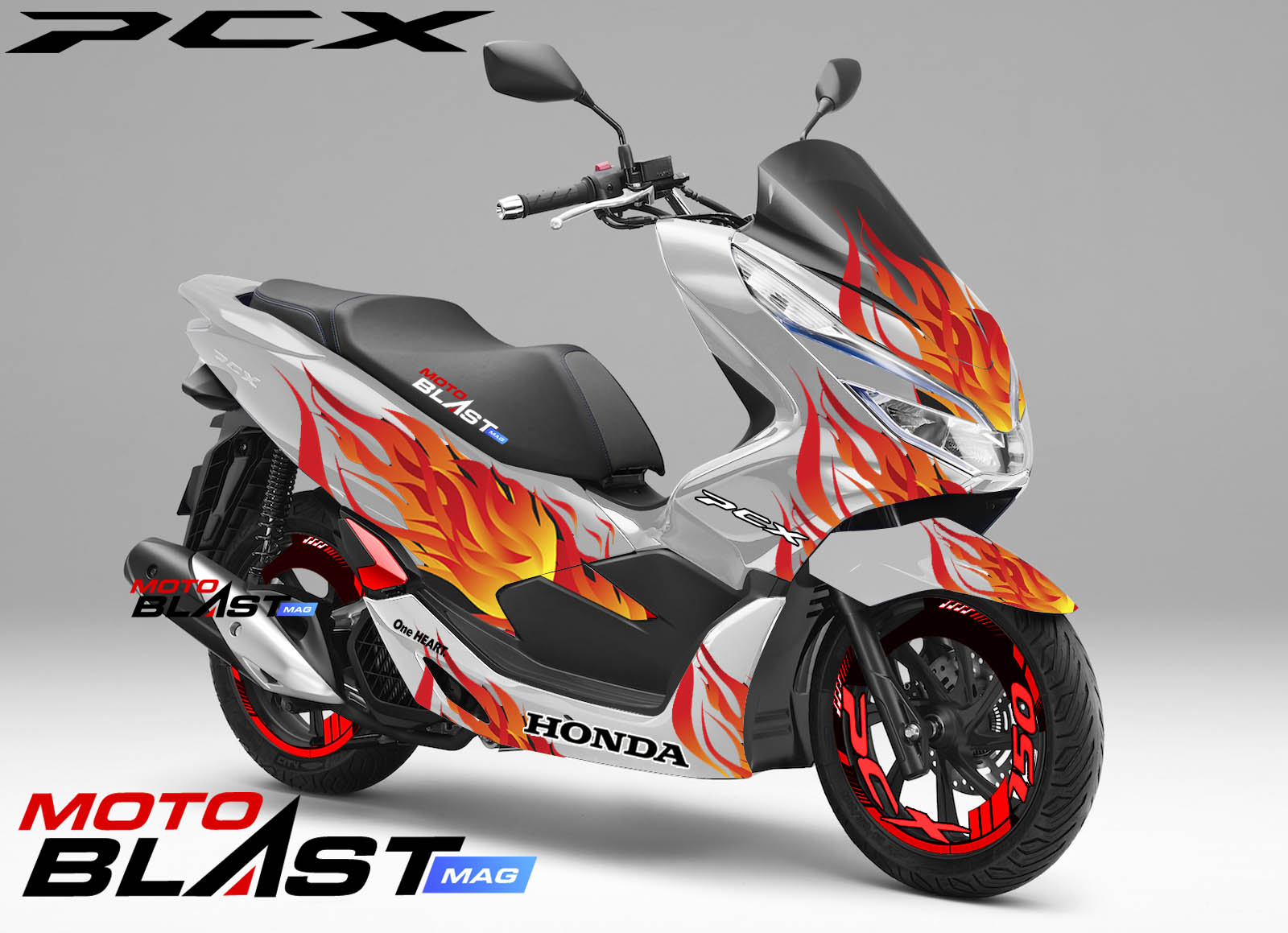 Modifikasi Striping Honda PCX 150 Flameblast - MOTOBLAST