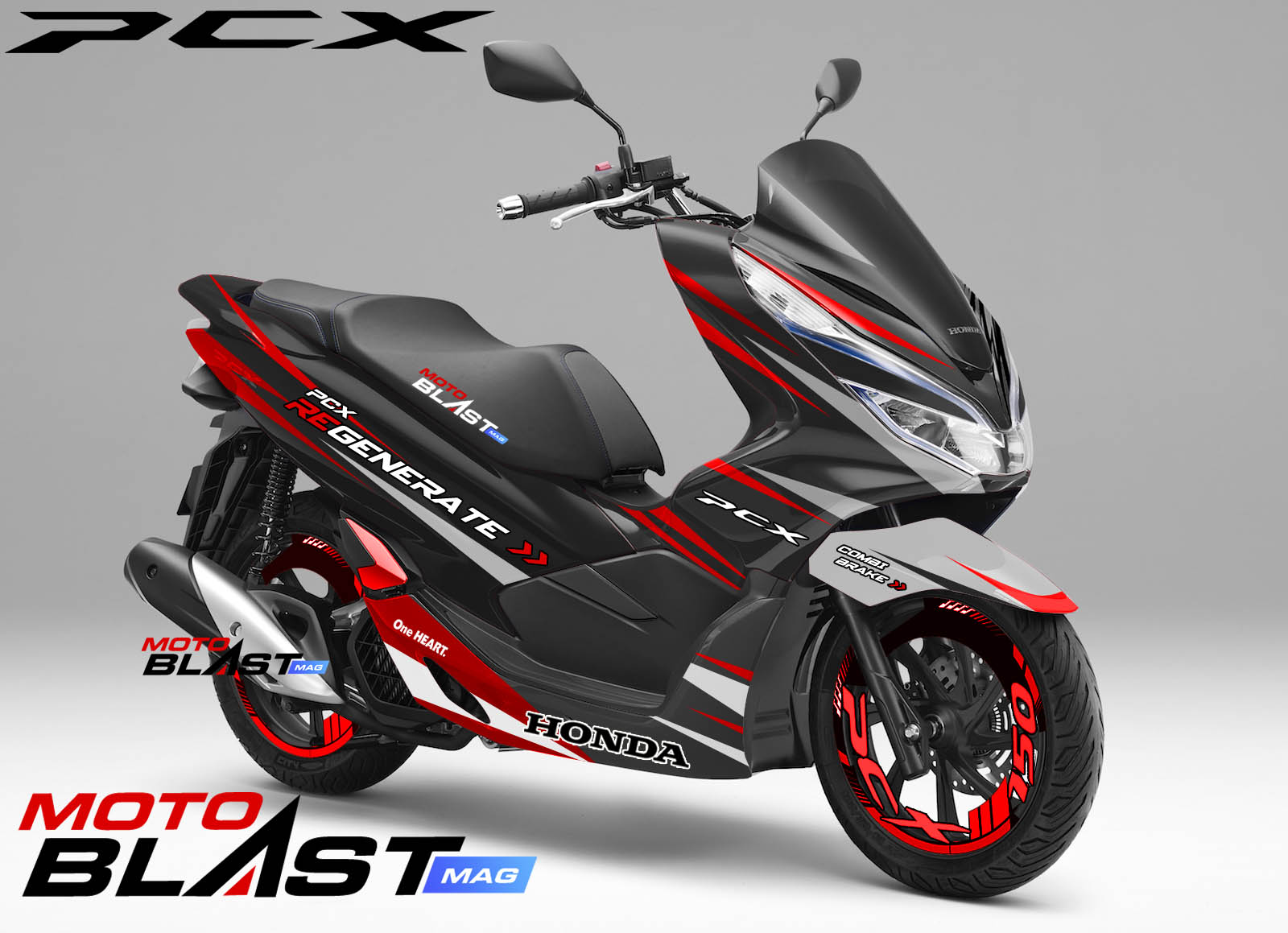 Modifikasi Striping Honda PCX 150 Black Regenerate - MOTOBLAST