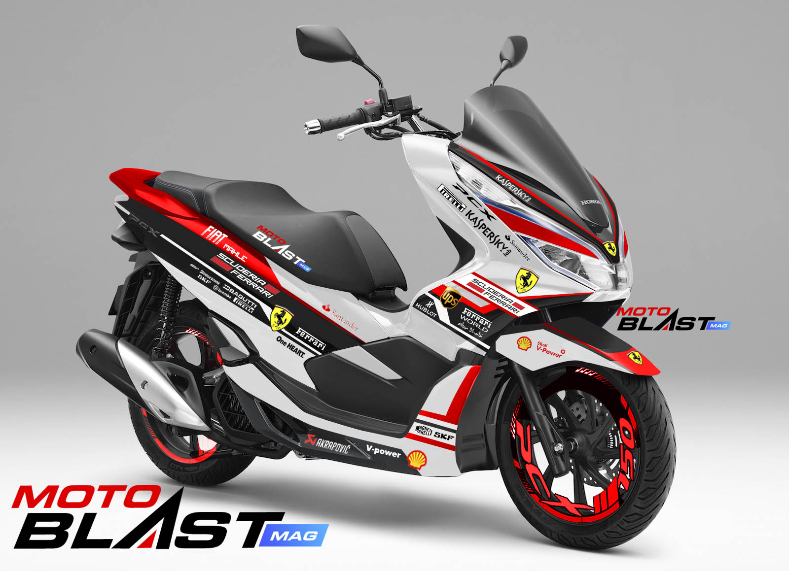 Modifikasi Striping Honda PCX 150 Ferrari all color - MOTOBLAST