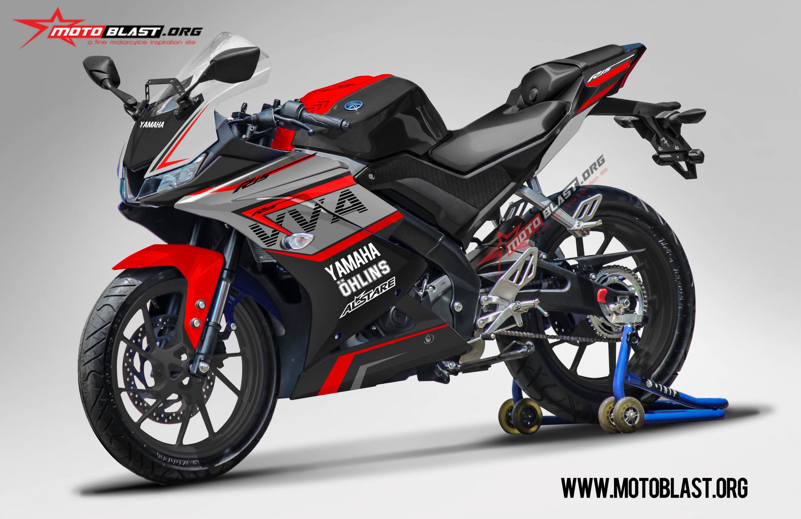 Modifikasi Striping Yamaha R15 V3 Black Sporty - MOTOBLAST