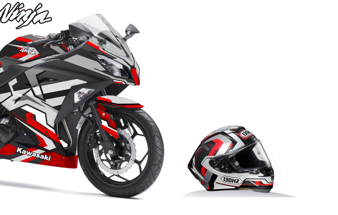 Modifikasi striping Ninja 250R Fi Shoei X14 Brinx Tc1 Red Silver ...