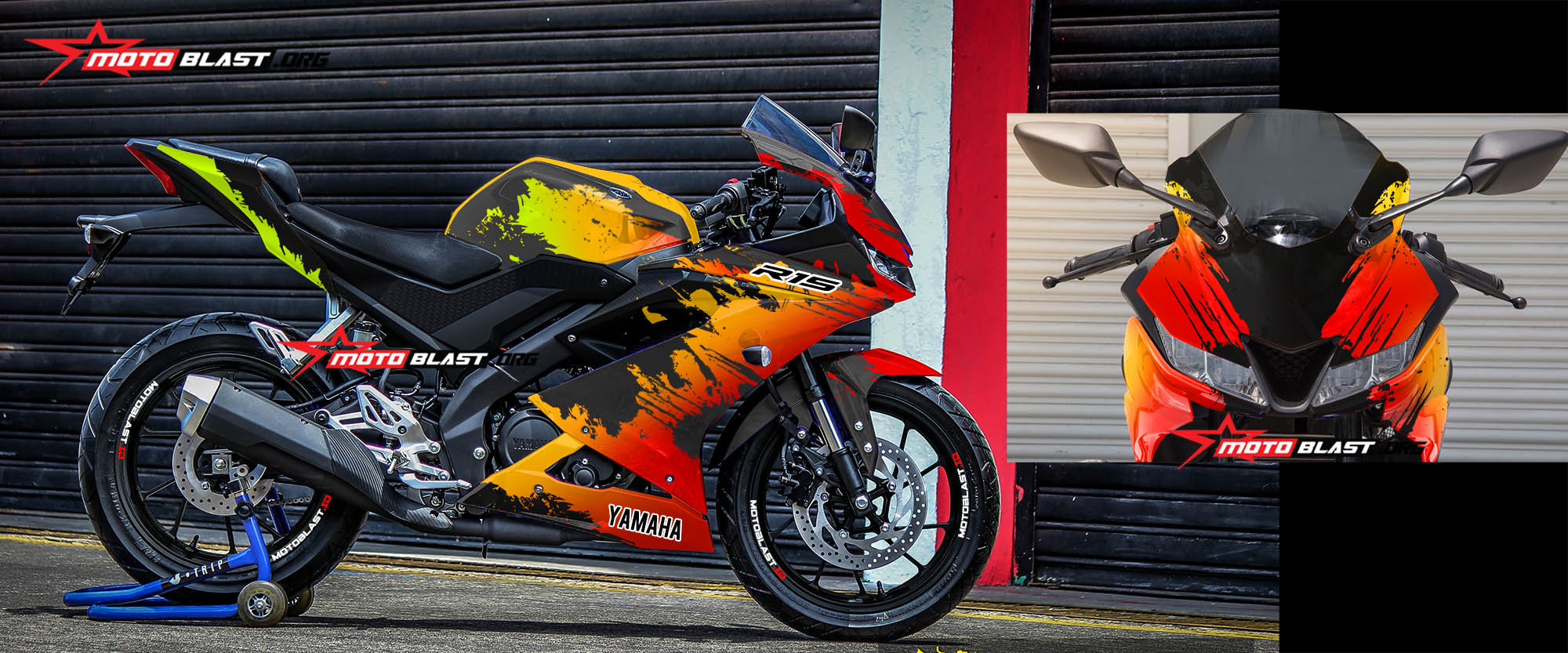 Modifikasi Striping Yamaha R15 V3 Splash Fire - MOTOBLAST