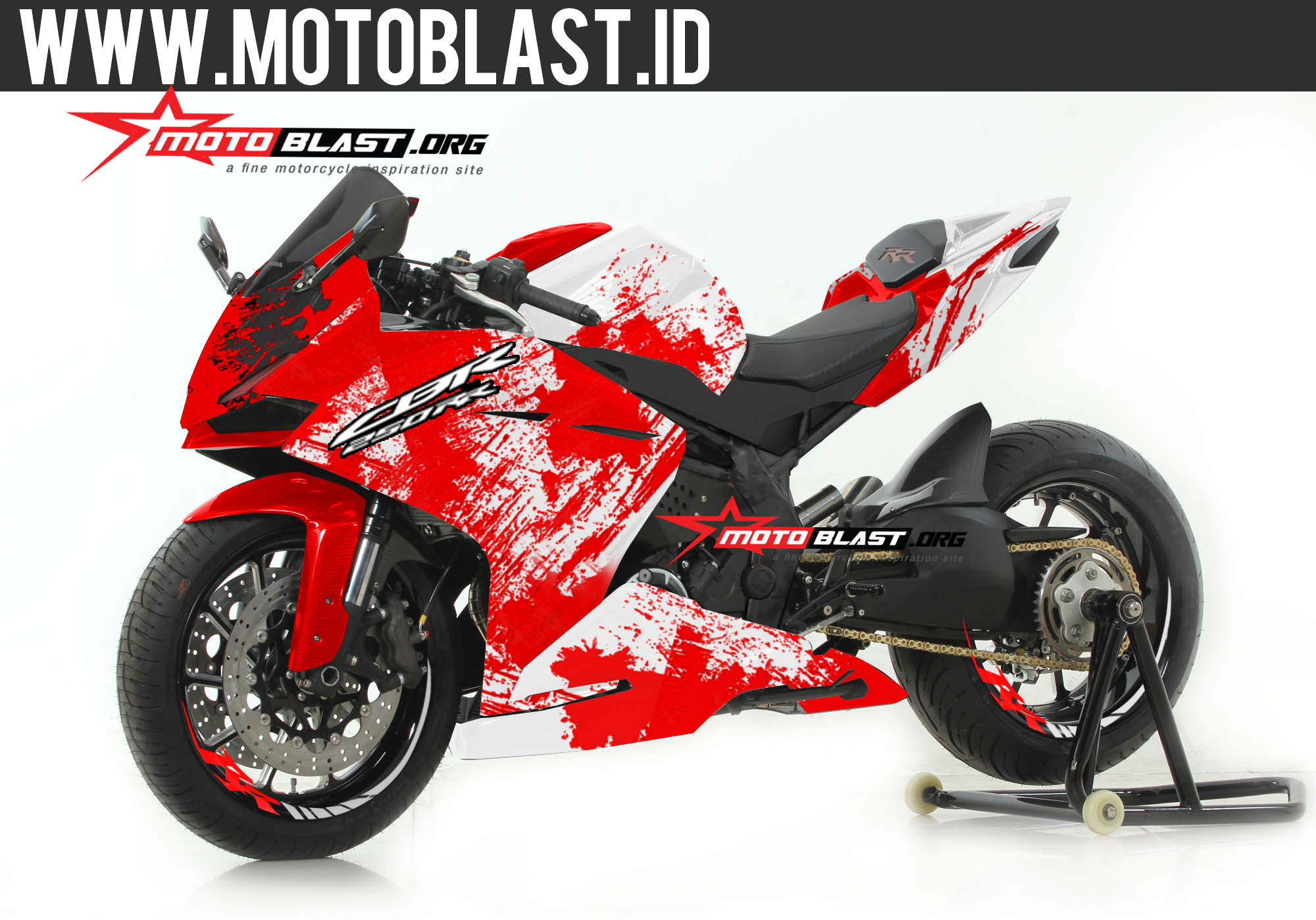 Modifikasi striping Honda CBR250RR Splash Red white - MOTOBLAST