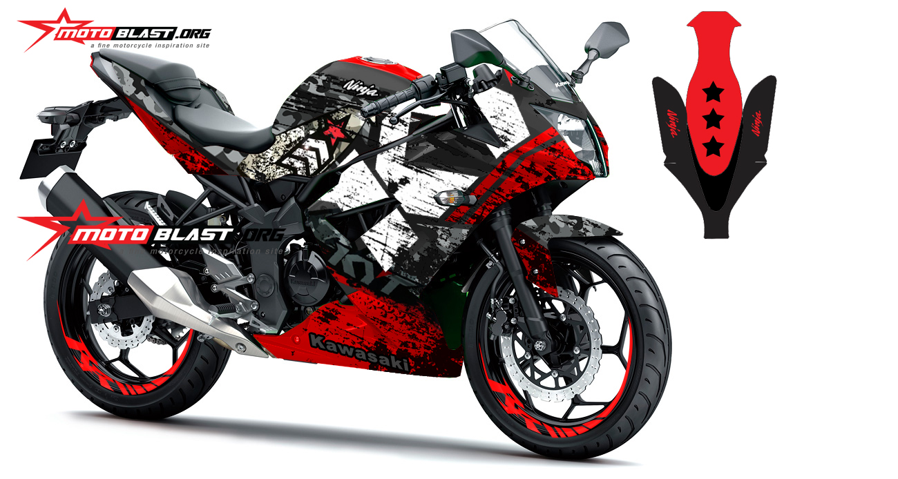 Modifikasi striping Kawasaki Ninja 250 SL Livery helm KYT R10 - MOTOBLAST