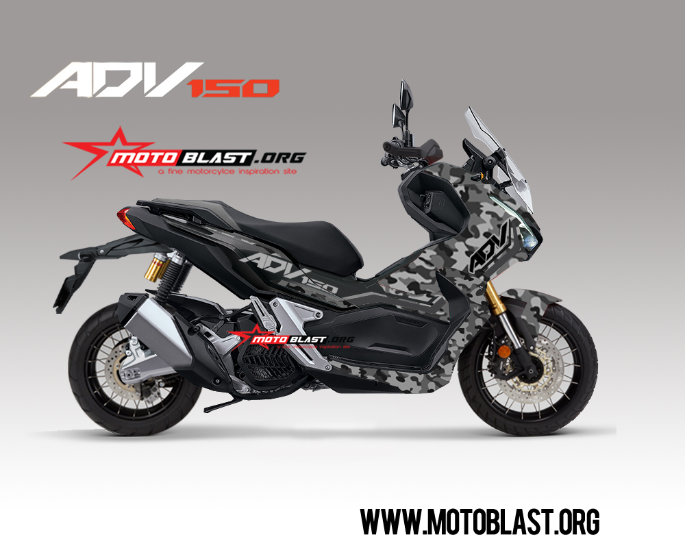 Modifikasi Striping Honda ADV 150 Dark Grey Army - MOTOBLAST