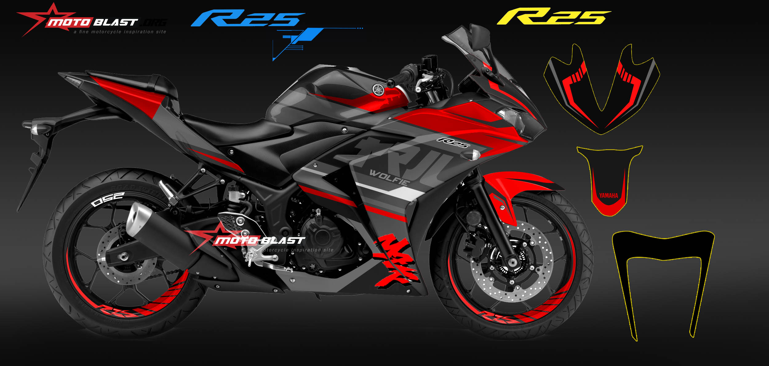 Modifikasi Striping Yamaha R25 Black simpel - MOTOBLAST