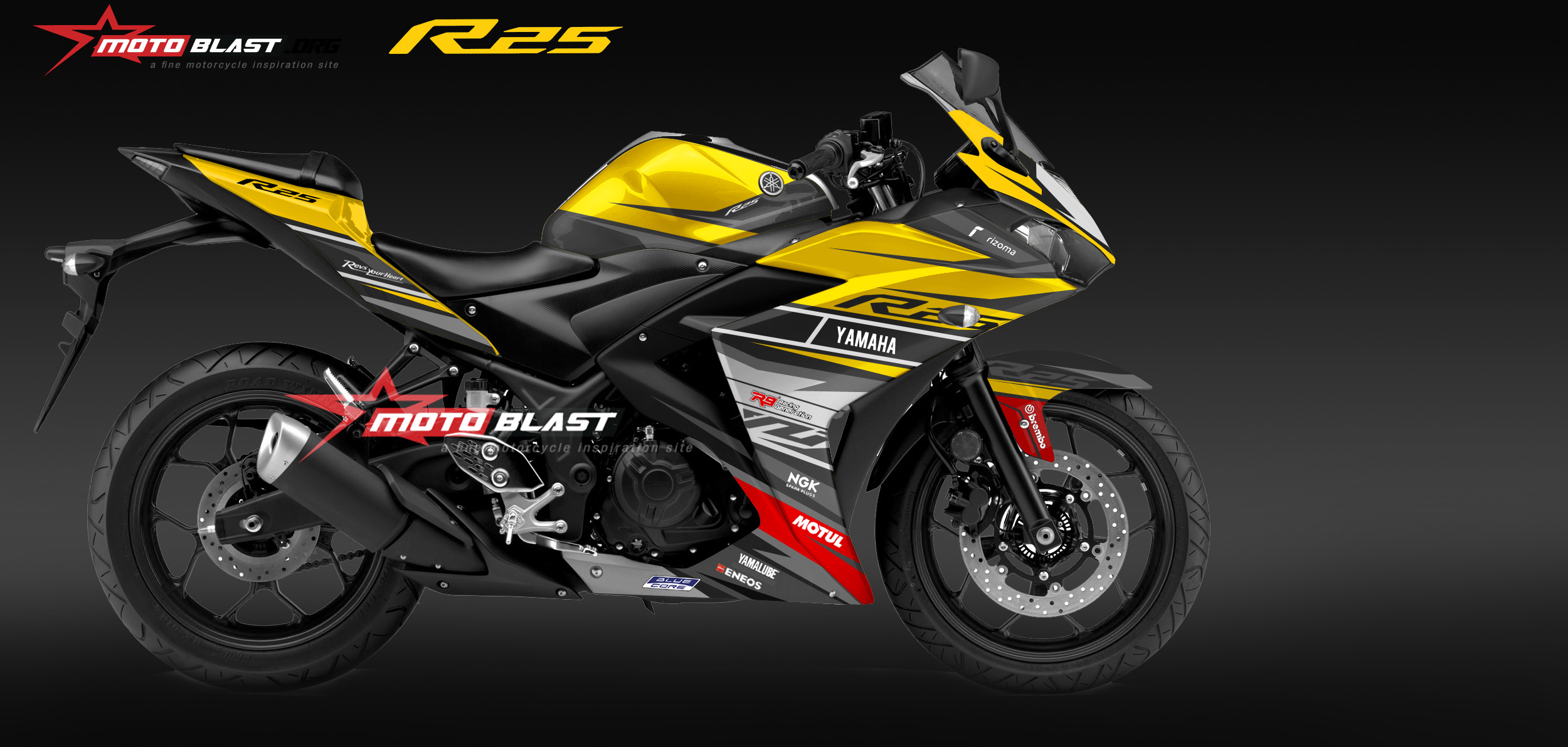 Modifikasi Striping Yamaha R25 Anniversary custom - MOTOBLAST
