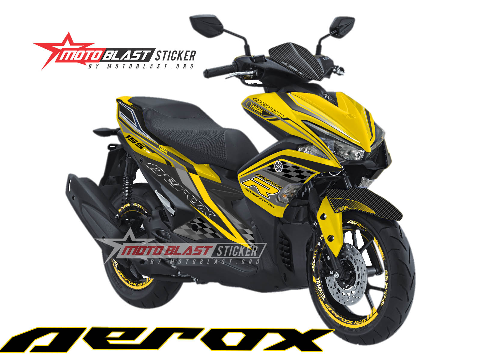 Modifikasi striping Yamaha Aerox 155 kuning - MOTOBLAST