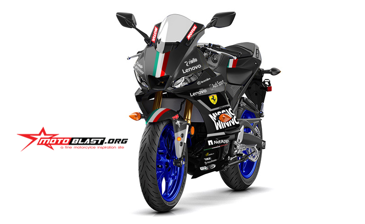 modif striping yamaha new r25 black mission winnow - MOTOBLAST