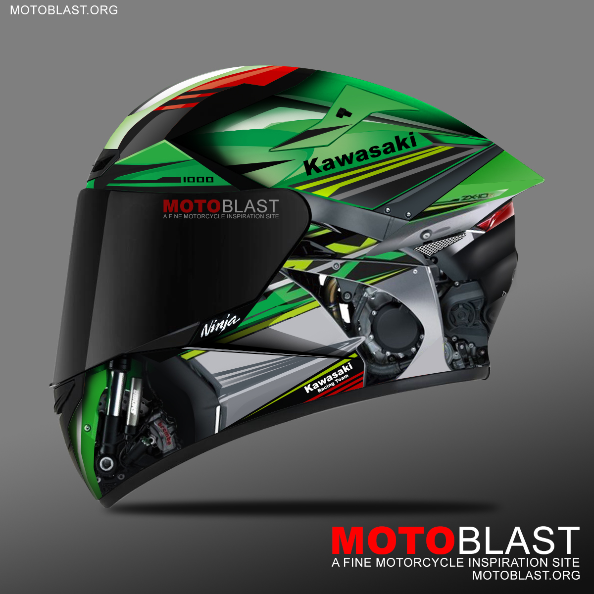 Graphic Kit Helm KYT TT Course livery Ninja ZX-10R - MOTOBLAST