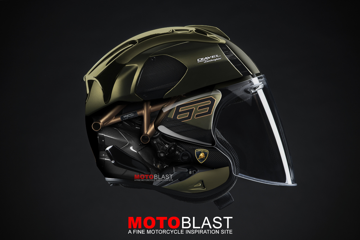 Graphic kit Helm bawaan Ducati Diavel Lamborghini tema motornya - MOTOBLAST
