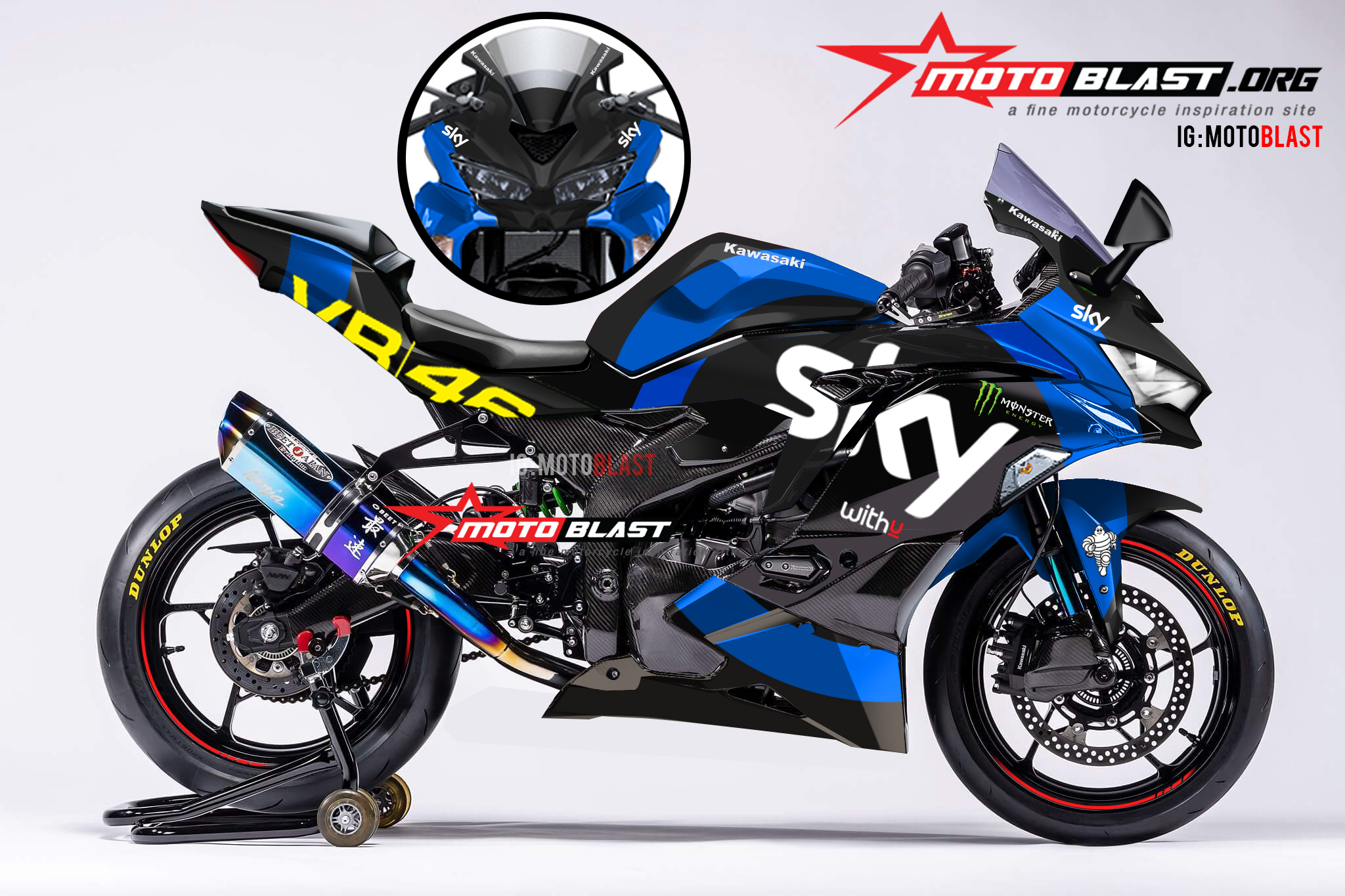 Modif striping Kawasaki Ninja 250R Fi Sky racing team - MOTOBLAST