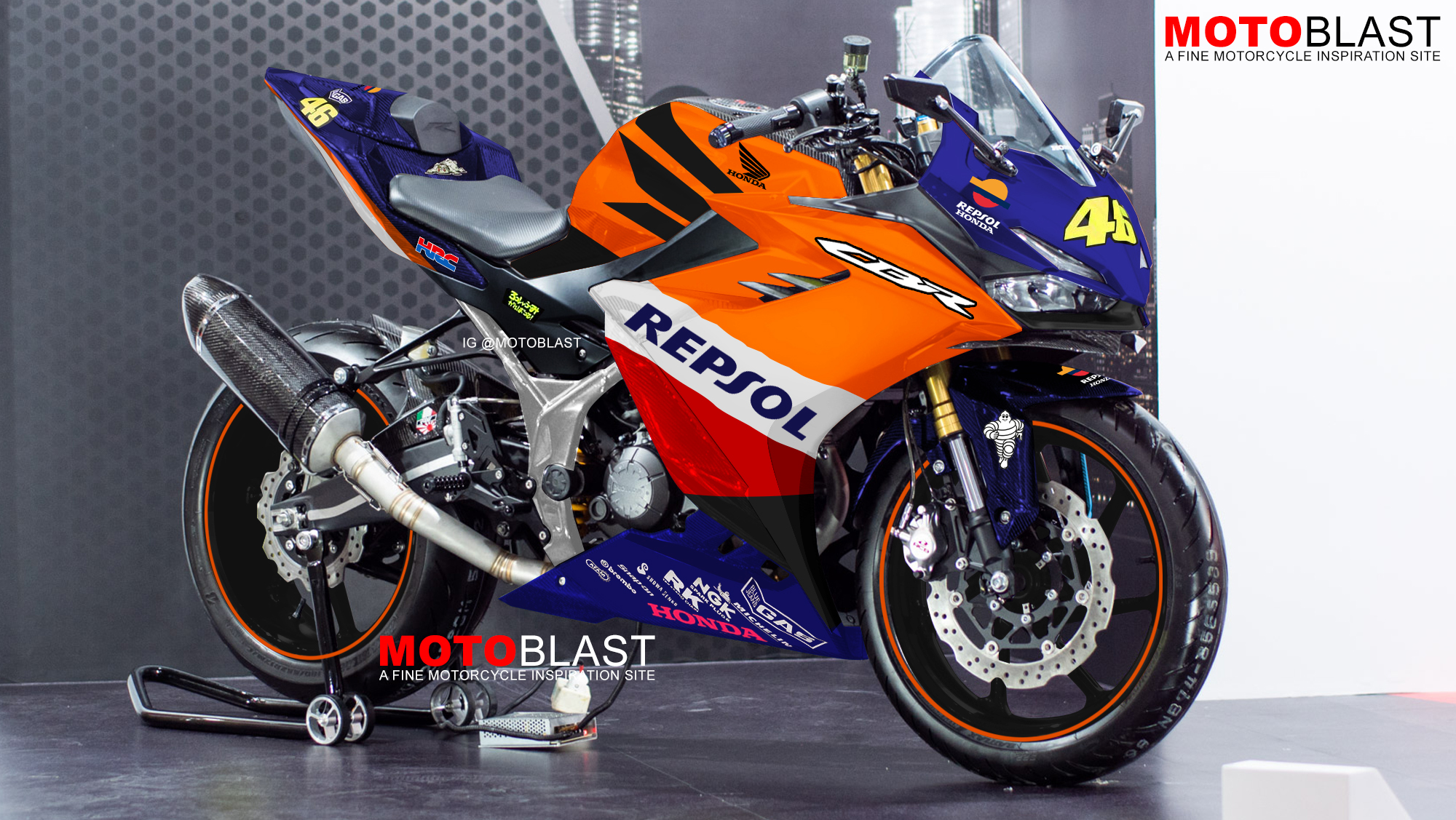 Modifikasi striping All New CBR150R 2021 livery Repsol Rossi Motogp ...