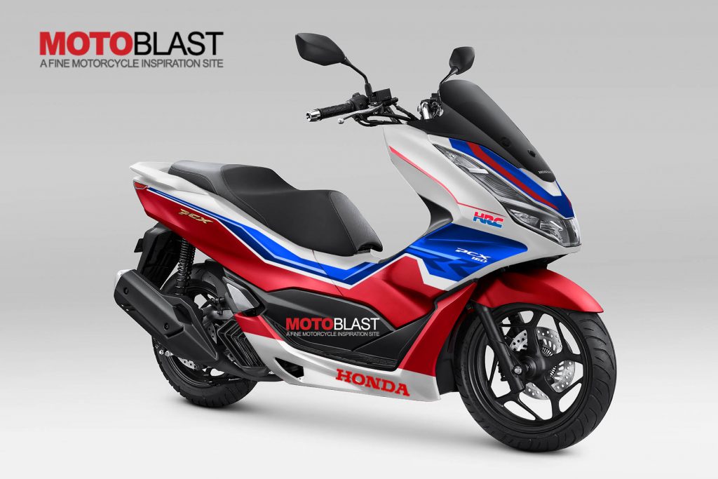 Modifikasi Striping Honda PCX 160 Red white HRC - MOTOBLAST