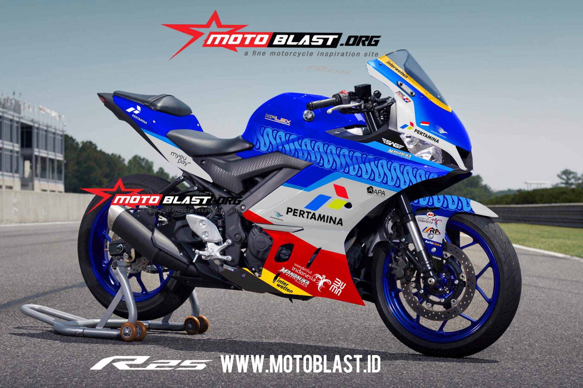 Modif striping Yamaha New R25 Mandalika Racing team - MOTOBLAST