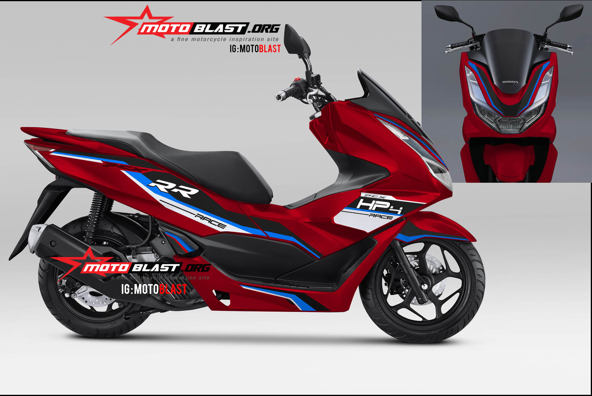 First Modifikasi Striping Honda PCX 160 Red Livery HP4 dalam berbagai ...
