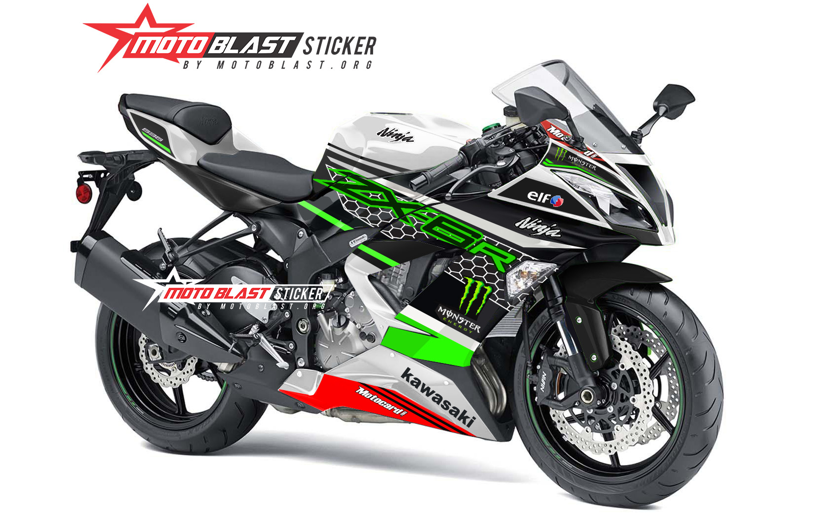 Modif striping Ninja ZX636 ZX6R white livery KRT - MOTOBLAST