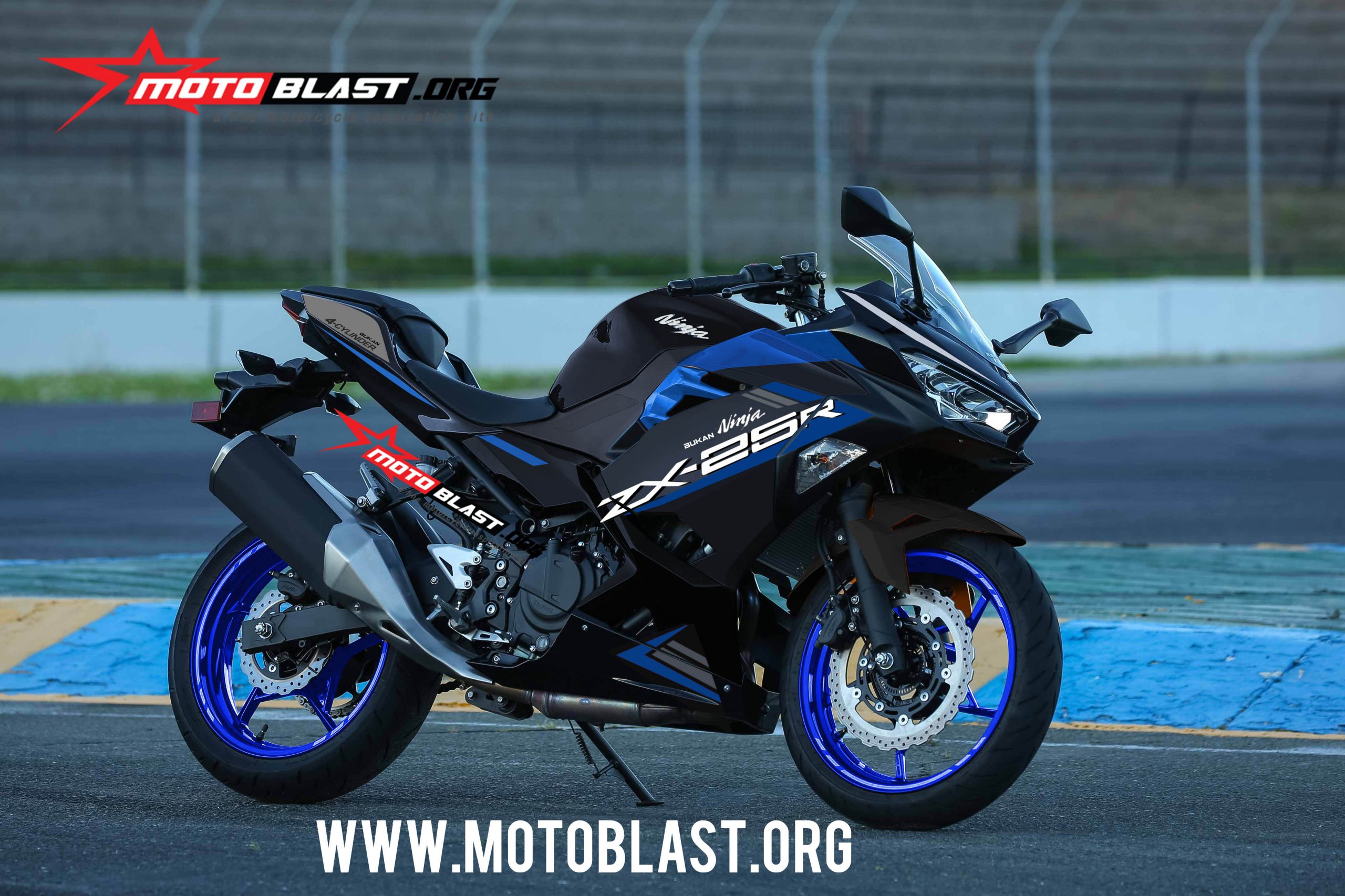Modif striping Kawasaki New Ninja 250R livery ala ZX25R ABS blue dan ...