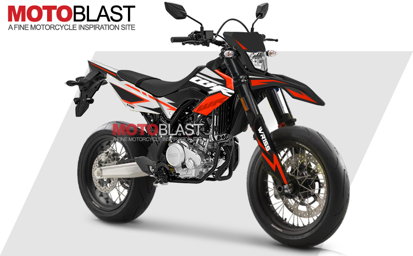 Modif striping Yamaha WR 155 livery sporty orange white - MOTOBLAST