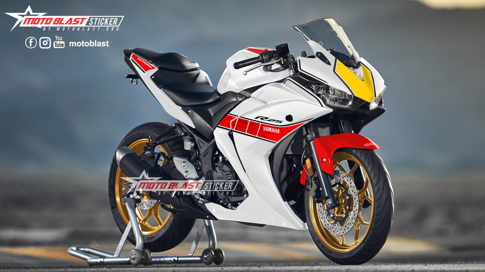 Modifikasi striping Yamaha R25 Old livery 60th Anniversary - MOTOBLAST