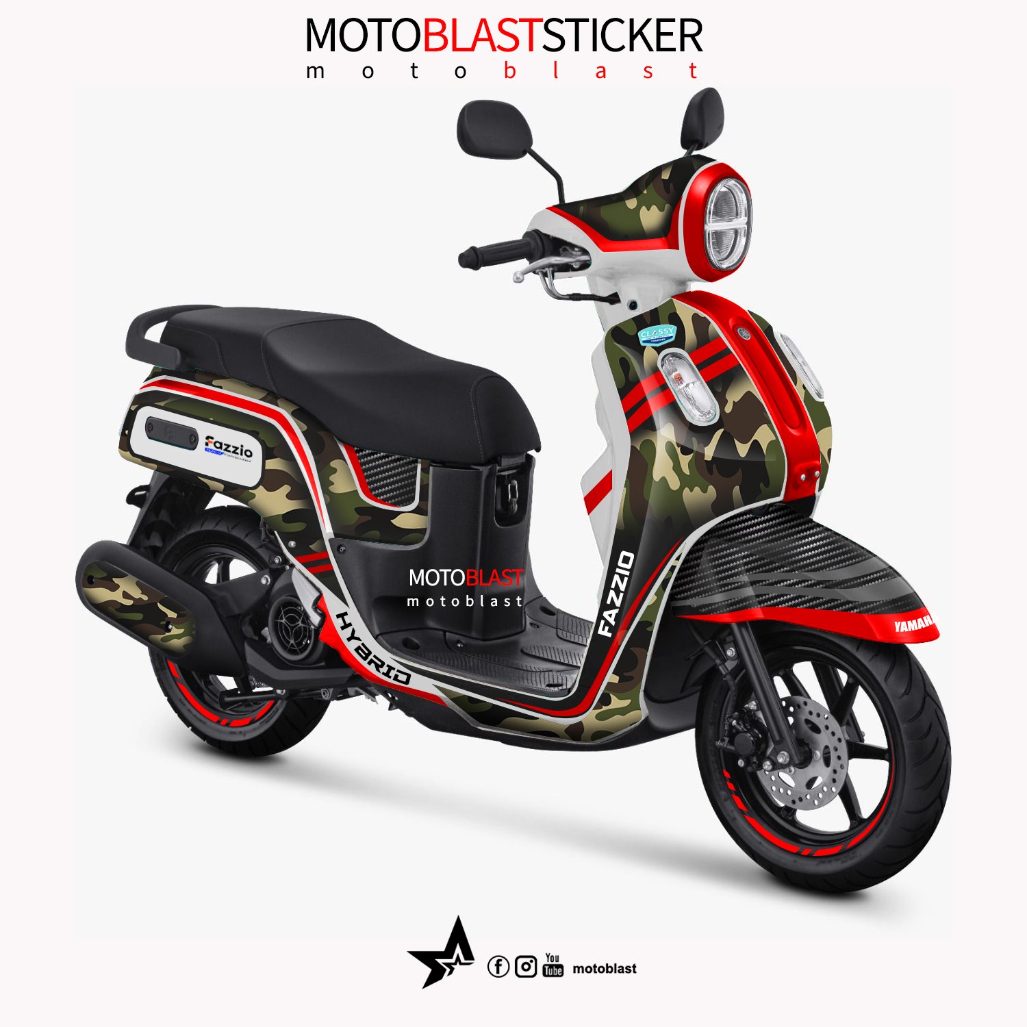 Modif striping Yamaha Fazzio Hybrid Army Sport - MOTOBLAST