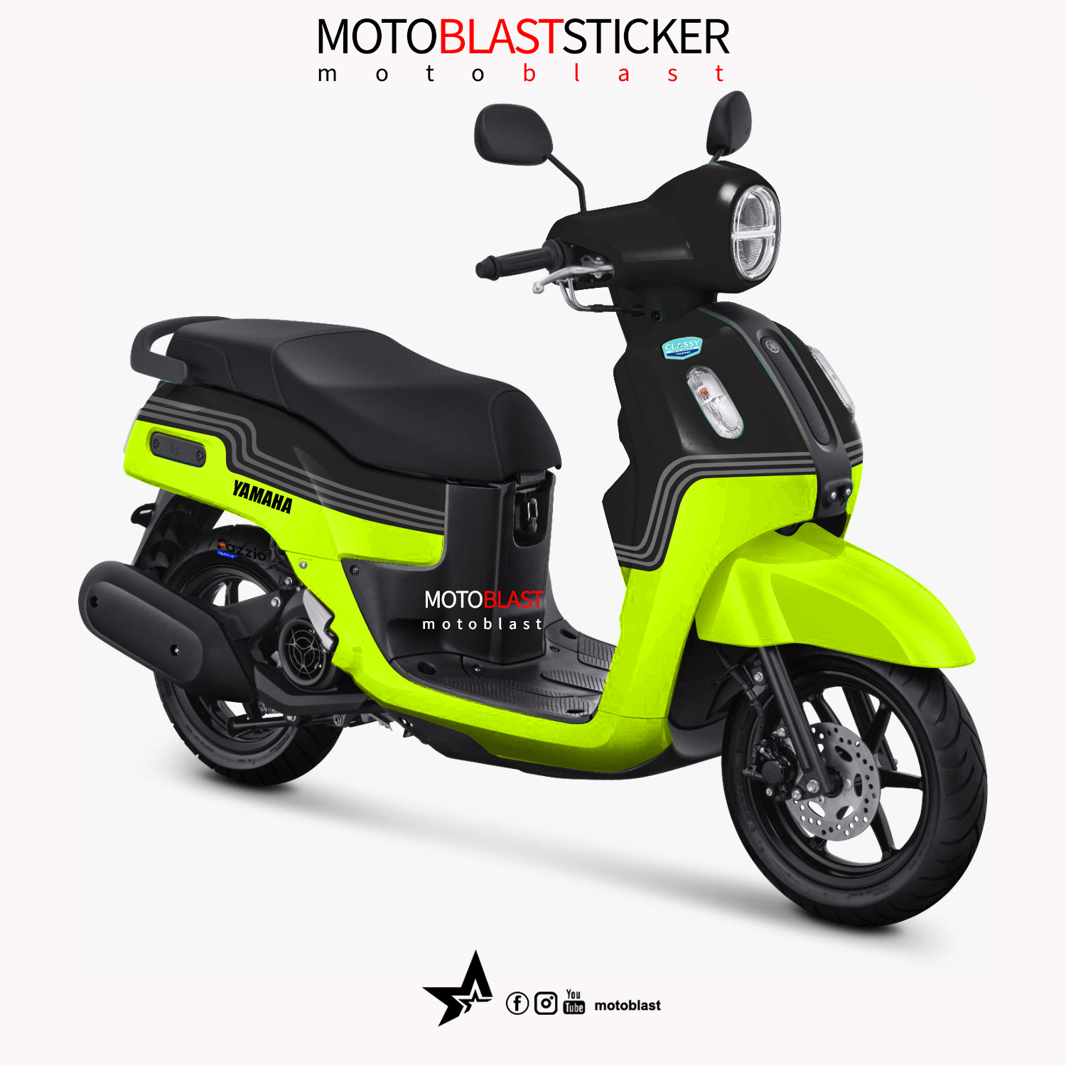 Modifikasi Striping Yamaha Fazzio hybrid green black lime - MOTOBLAST