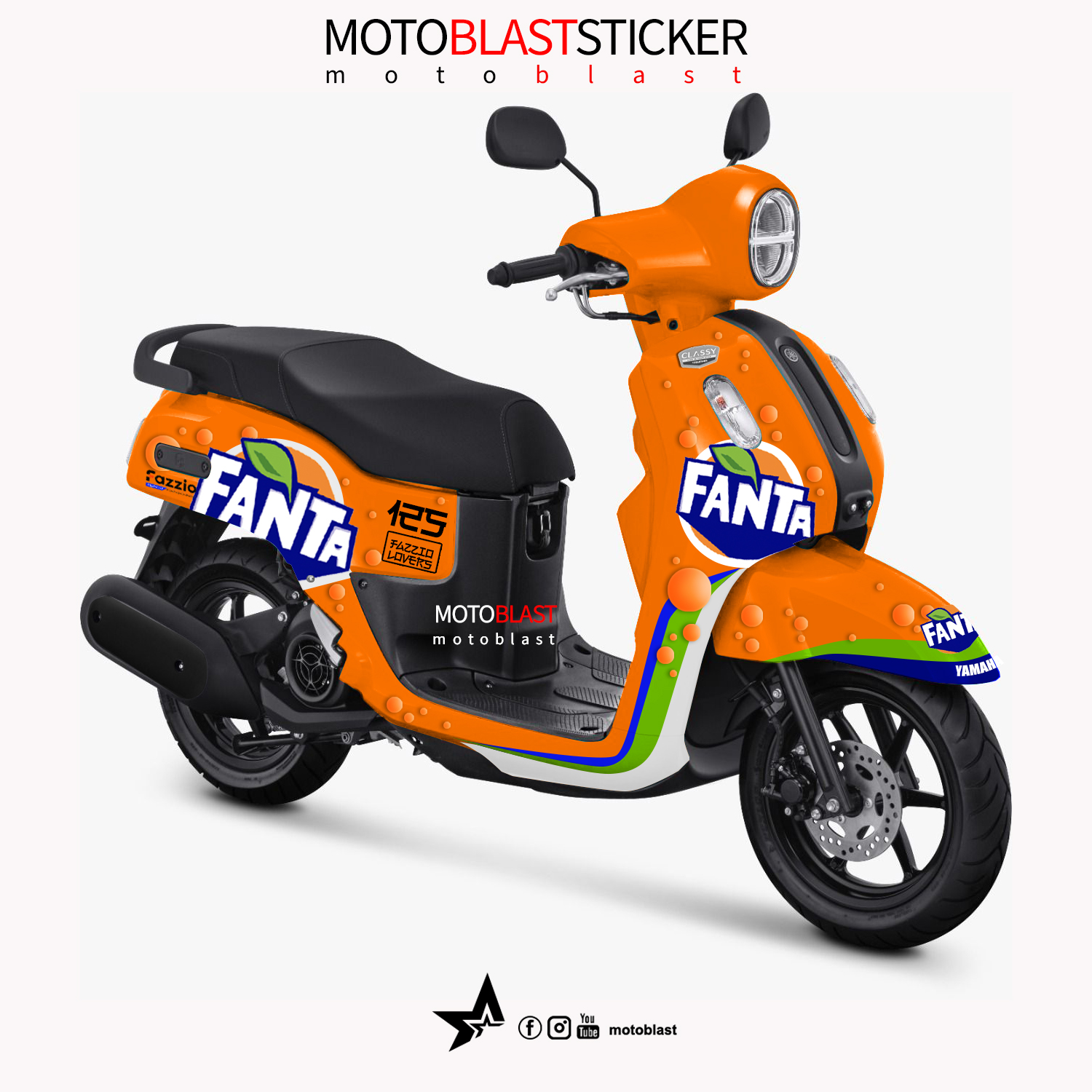 Modif striping Yamaha Fazzio Hybrid Fanta - MOTOBLAST