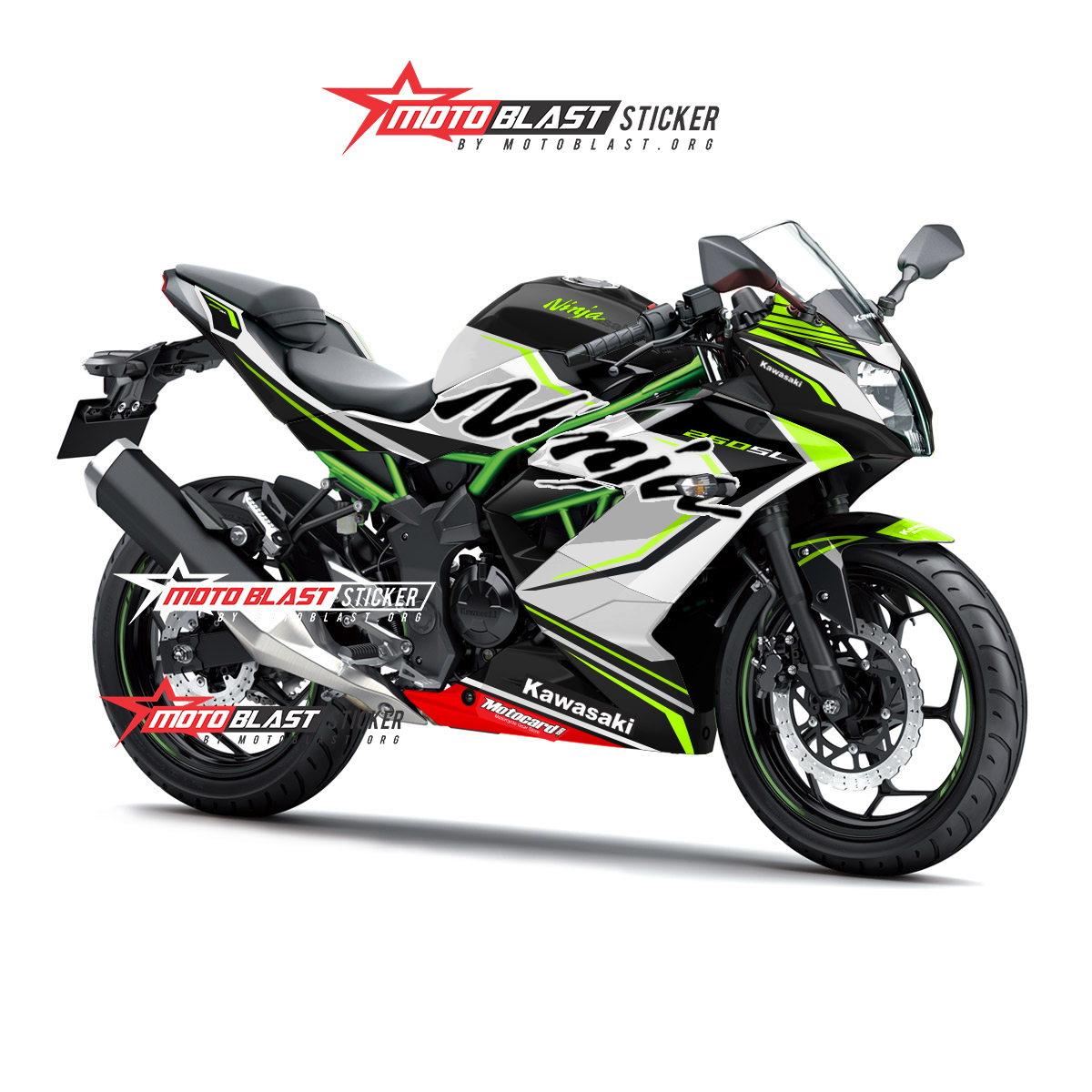 Modifikasi striping Kawasaki Ninja 250SL Black white green - MOTOBLAST