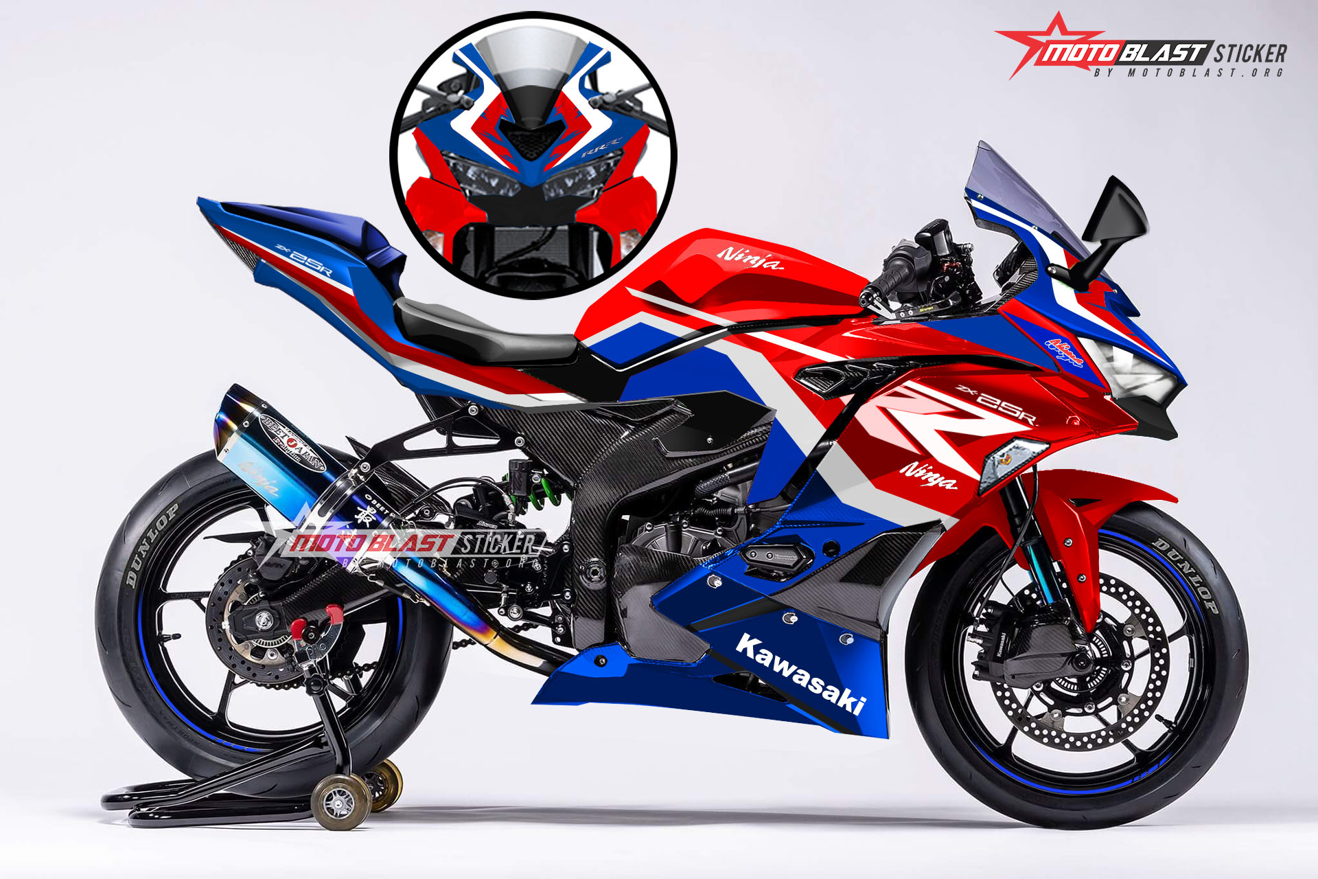 Modifikasi striping Kawasaki Ninja ZX25R Red Tricolor - MOTOBLAST