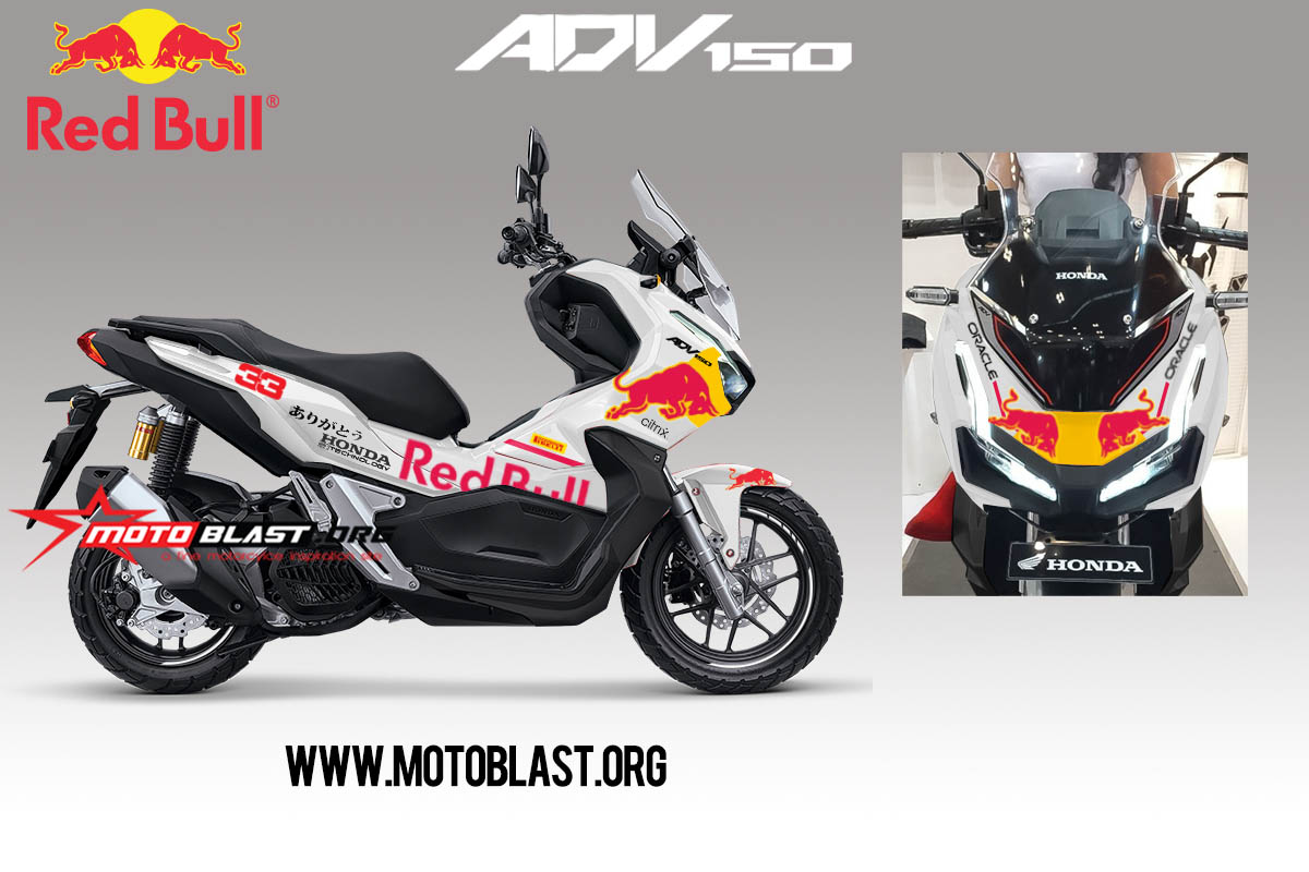 Modif striping Honda ADV 150 Redbull white - MOTOBLAST