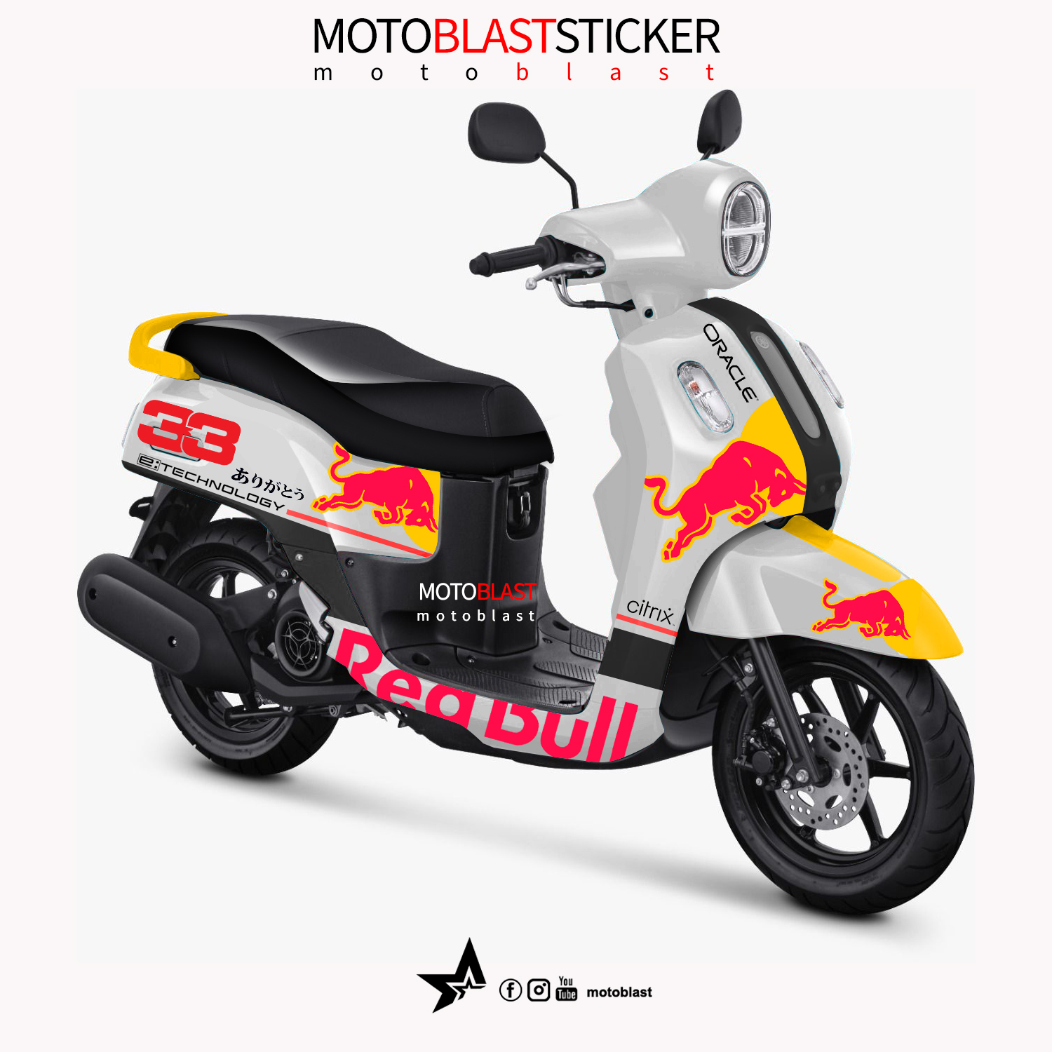 Modifikasi striping Yamaha Fazzio White Redbull - MOTOBLAST