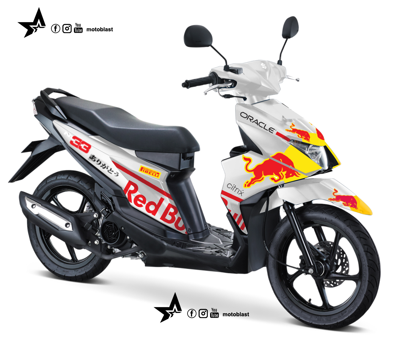 Modifikasi striping Suzuki Nex II redbull - MOTOBLAST