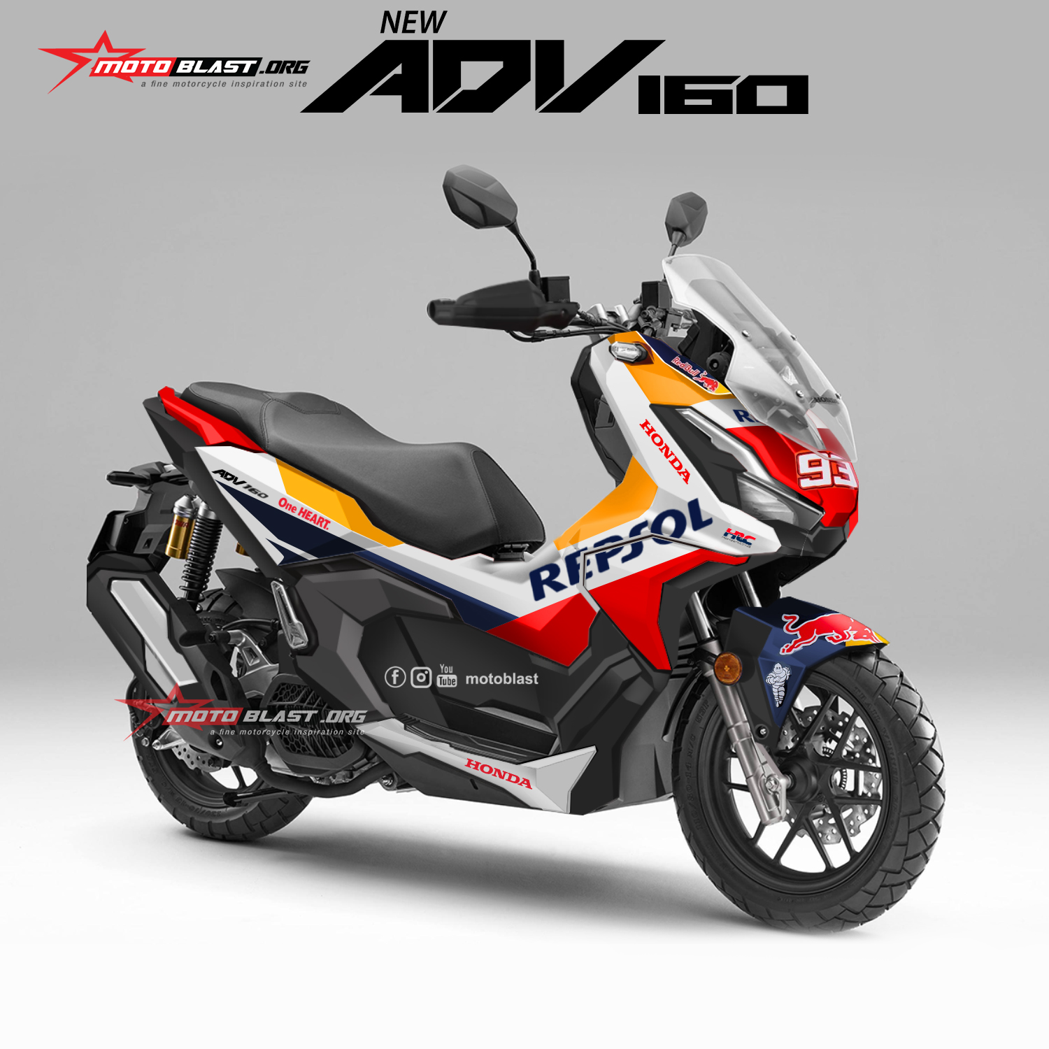 Rendering - Reka Digital Honda ADV160 repsol edition - MOTOBLAST