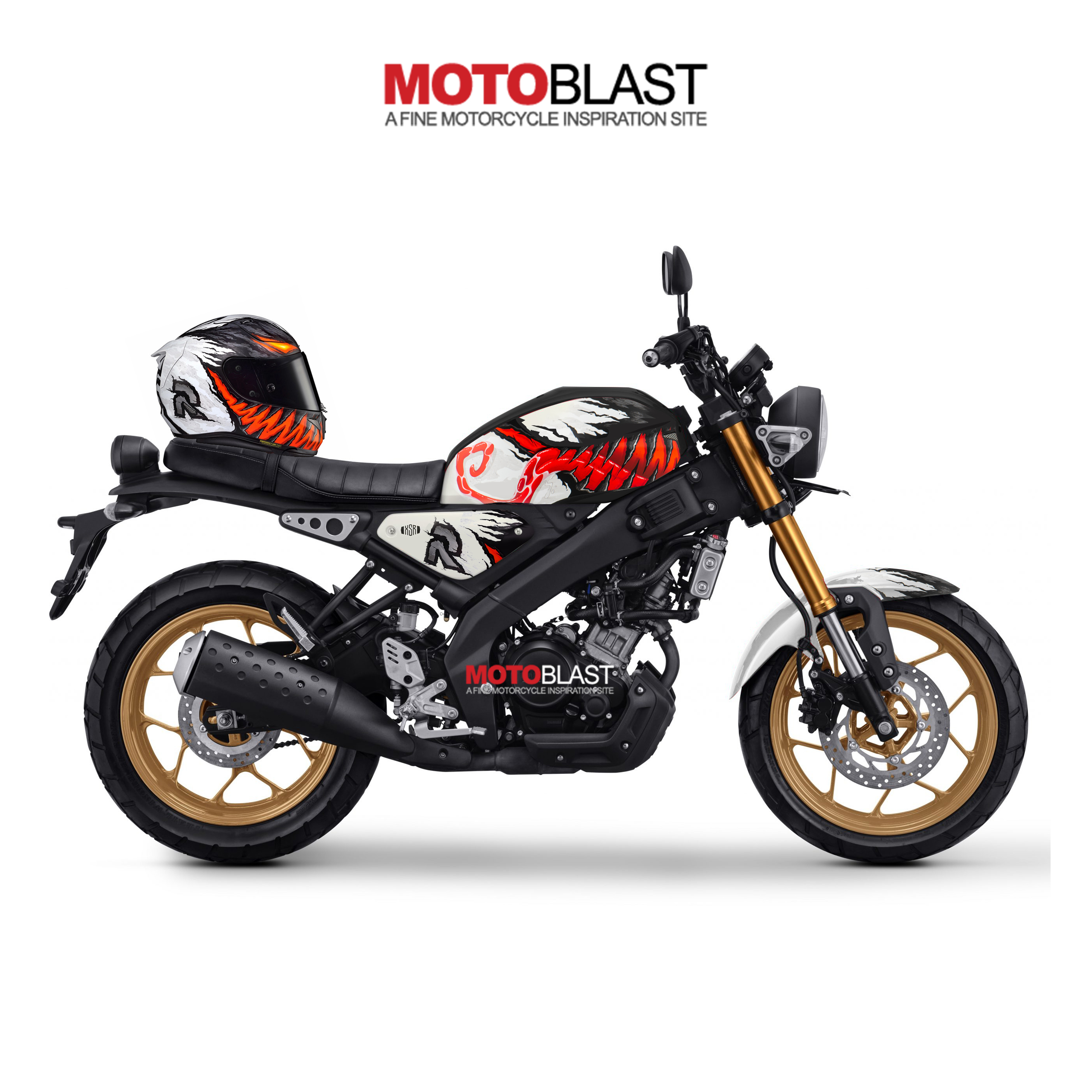 Modifikasi Striping Yamaha XSR155 Helm HJC AntiVenom - MOTOBLAST