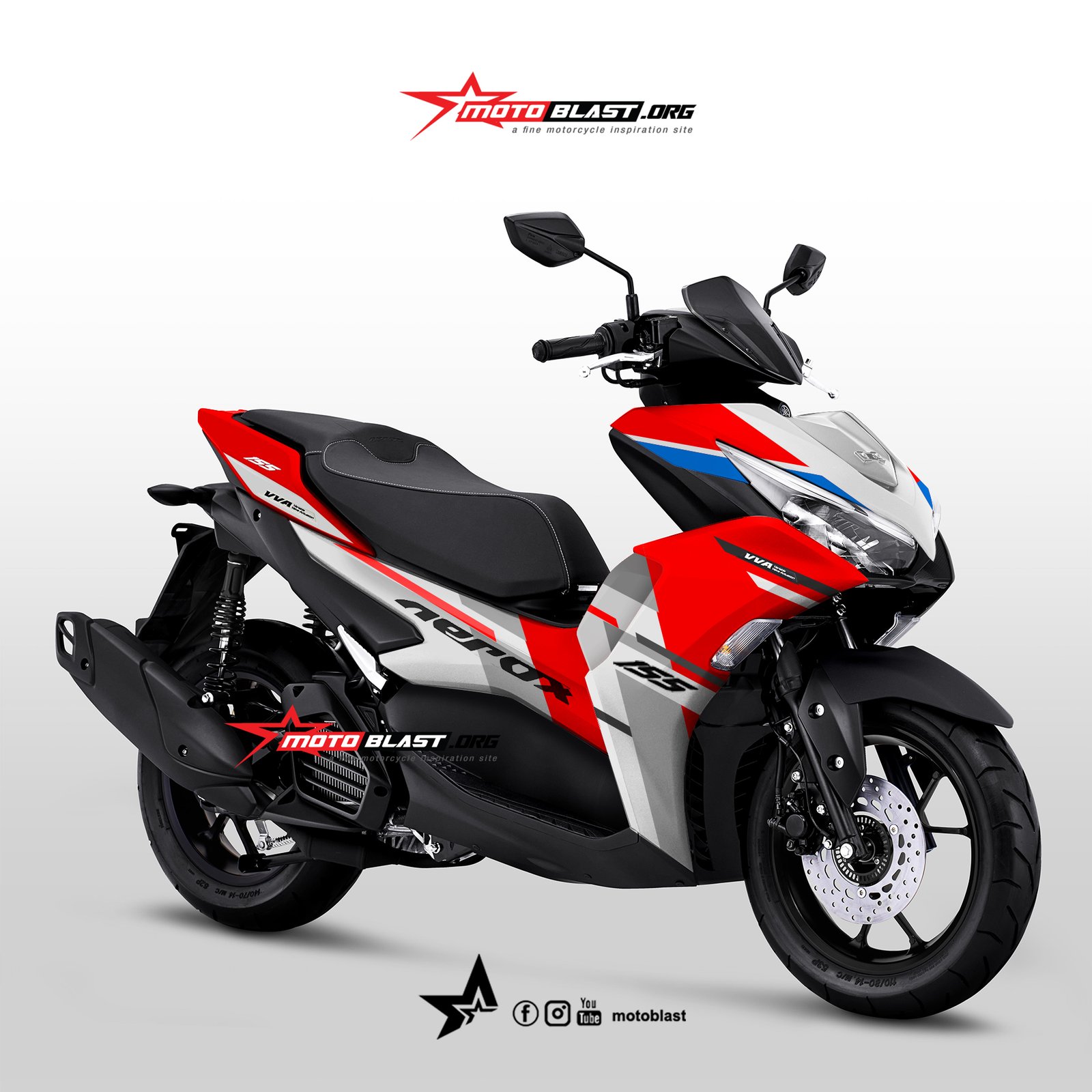 Modifikasi Striping Yamaha New Aerox 155 Corse - MOTOBLAST