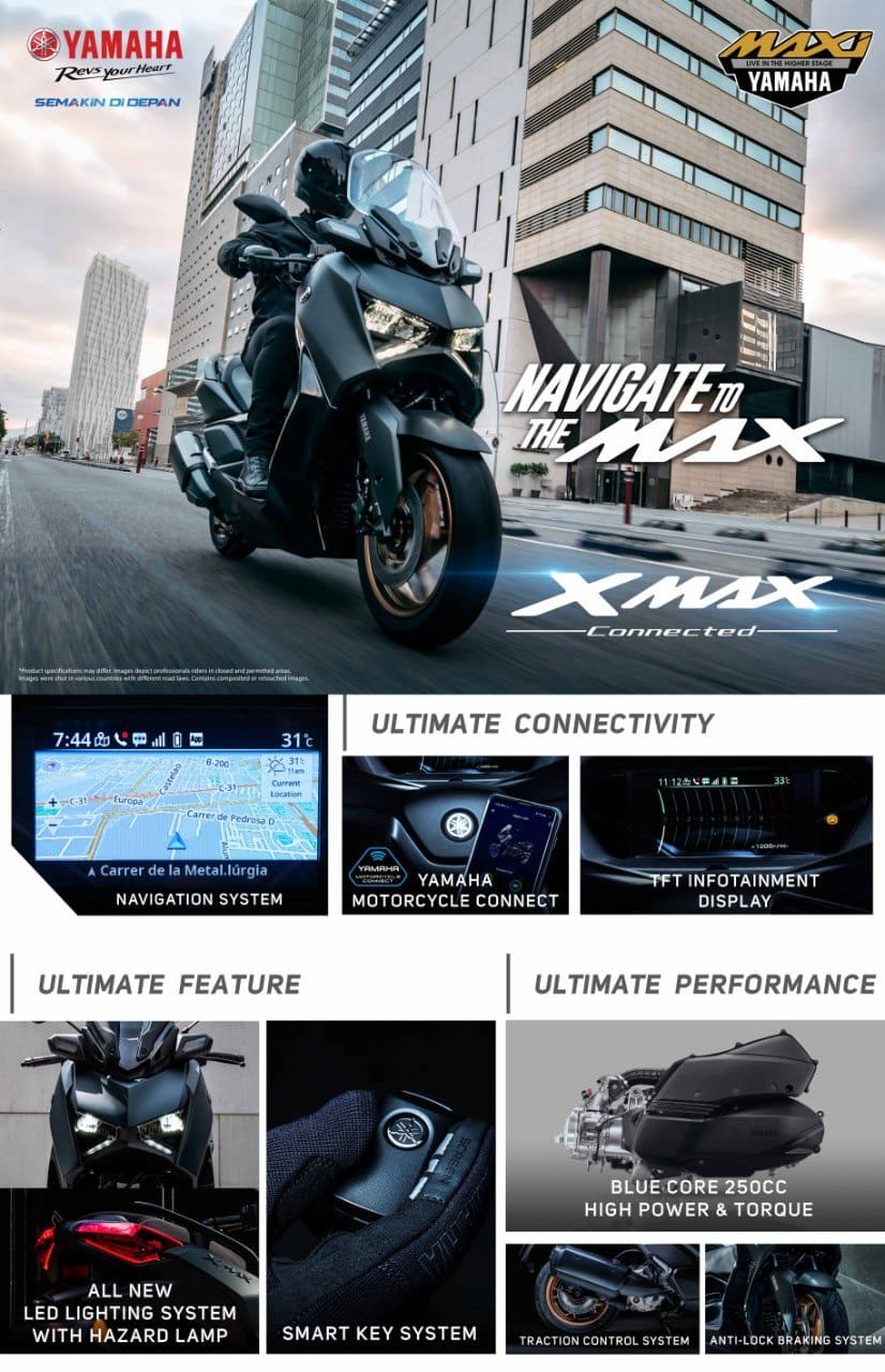 Yamaha Xmax 250 Connected resmi rilis, harga CUMA 66 juta, Fitur makin ...