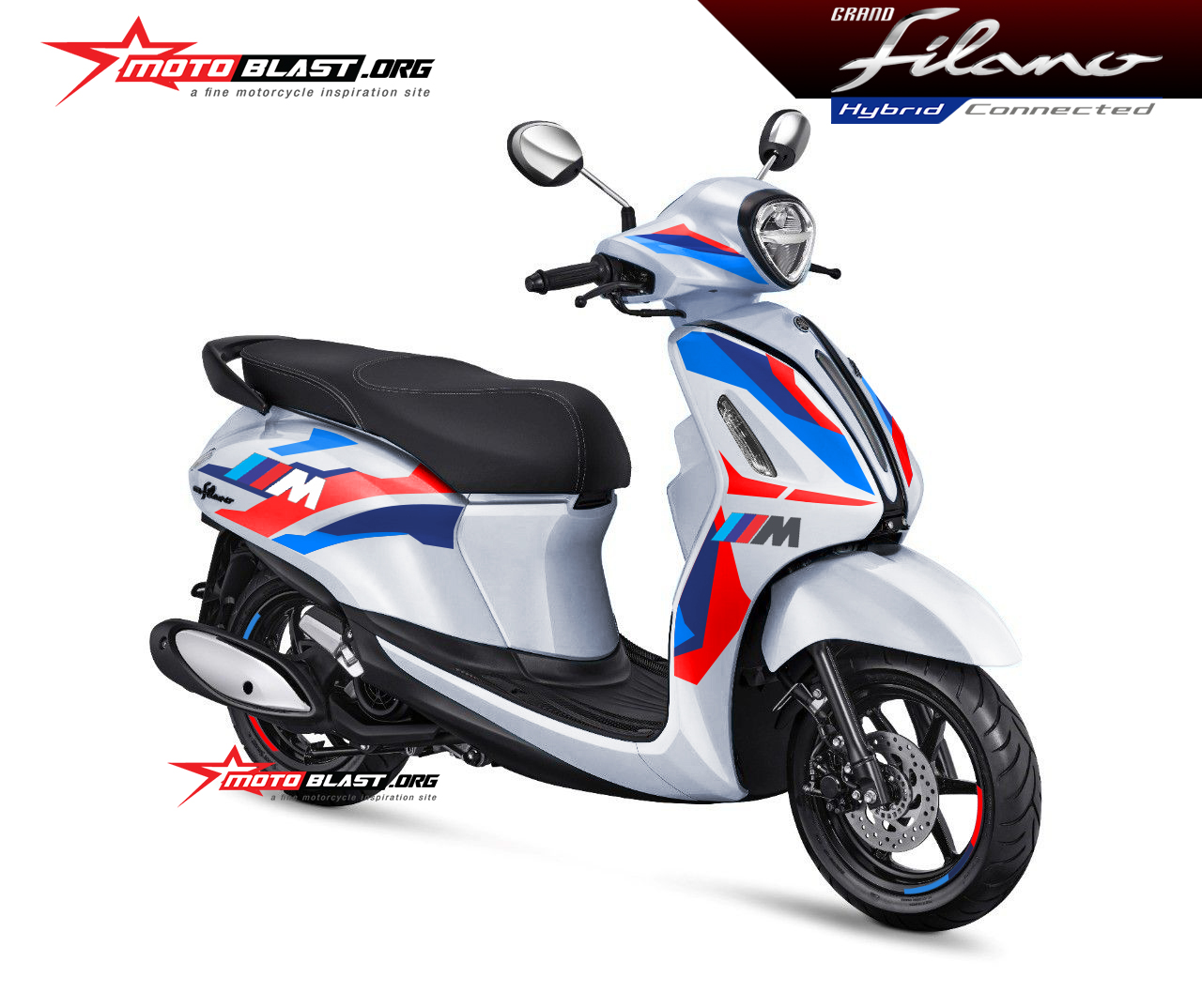 FIRST!!Modifikasi Striping Yamaha Grand Filano Tricolor BMW - MOTOBLAST
