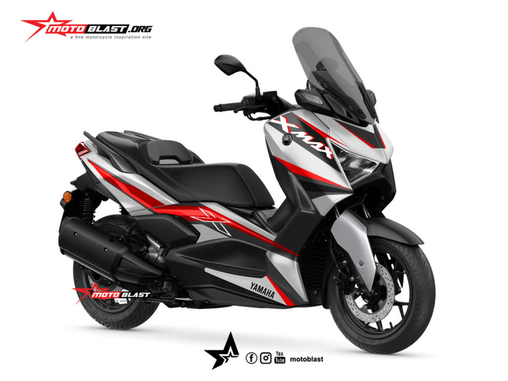 Modifikasi Striping Yamaha Xmax 250 White - MOTOBLAST