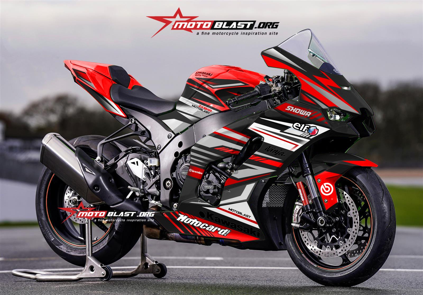 Modifikasi striping Kawasaki Ninja ZX10RR Black red sporty - MOTOBLAST
