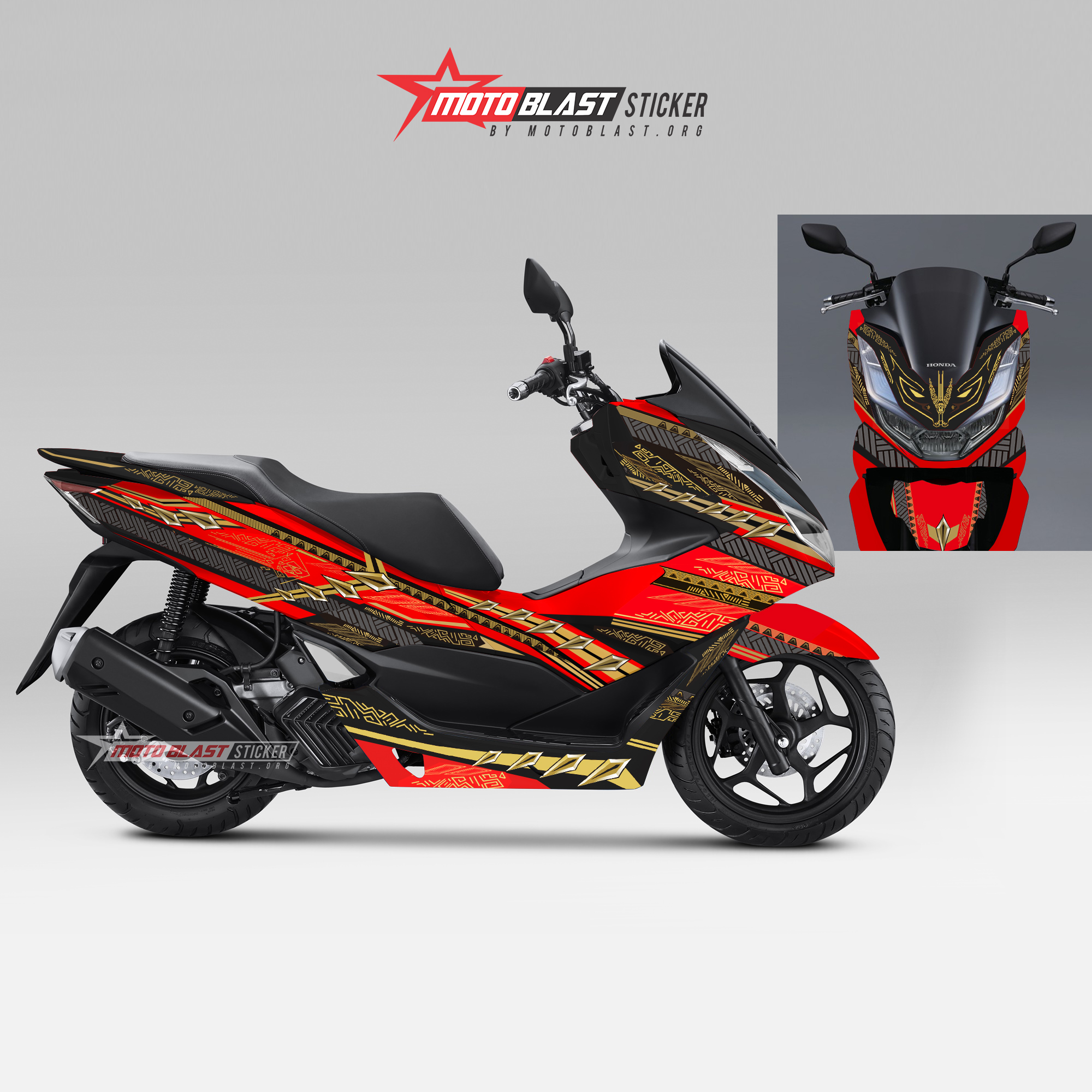 Modifikasi striping Honda PCX 160 Red Kill Monger - MOTOBLAST