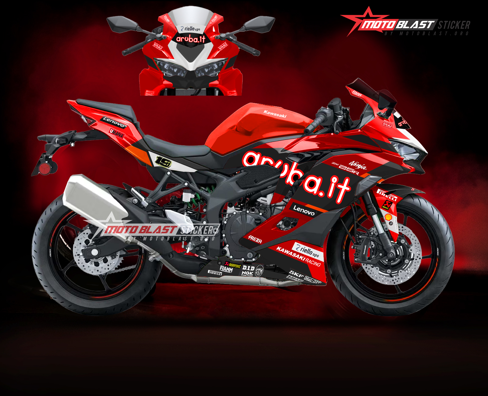 Modifikasi Striping Kawasaki ZX-25R Red Aruba IT WorldSBK 2023 - MOTOBLAST