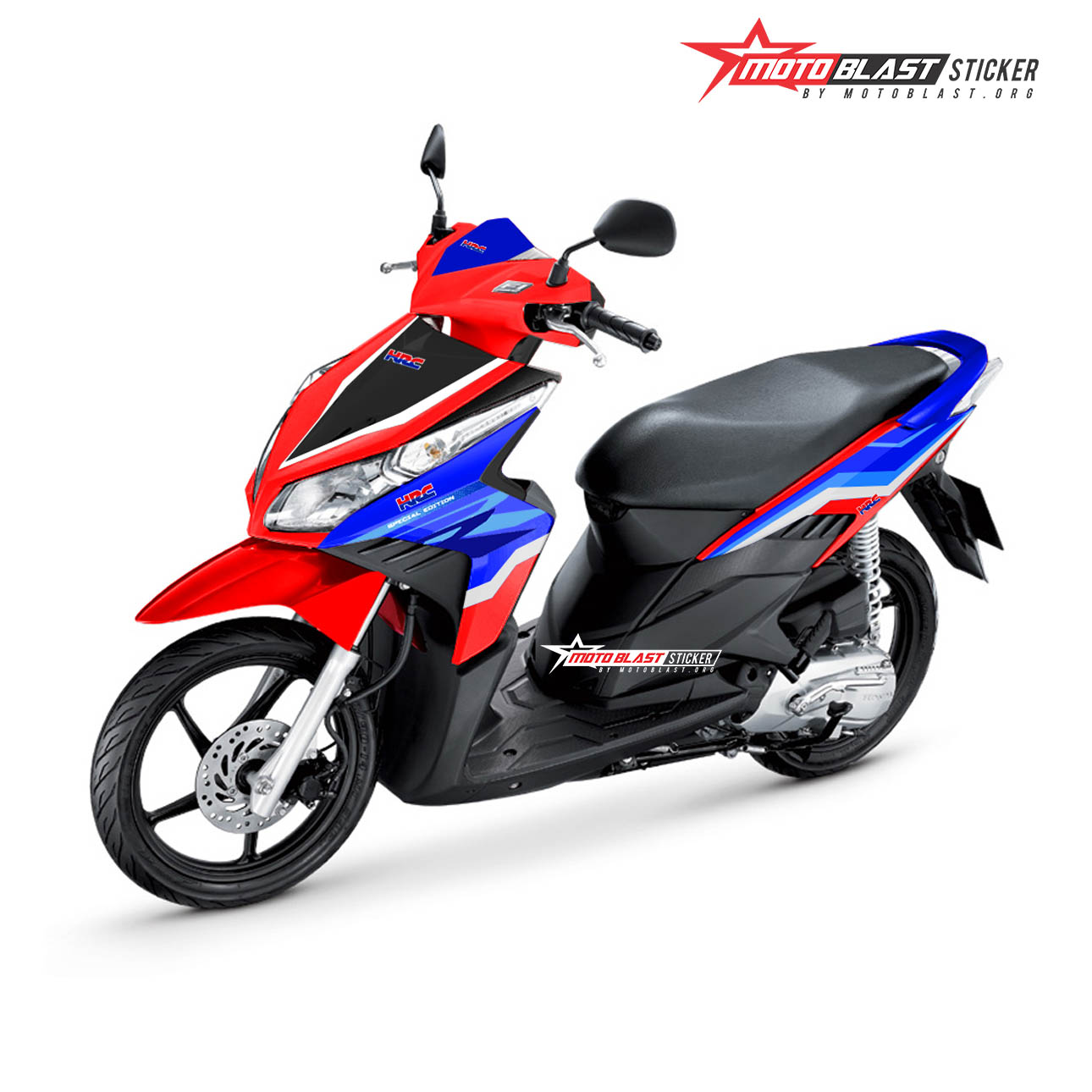 Modifikasi Striping Honda Vario 110 Techno HRC tricolor - MOTOBLAST
