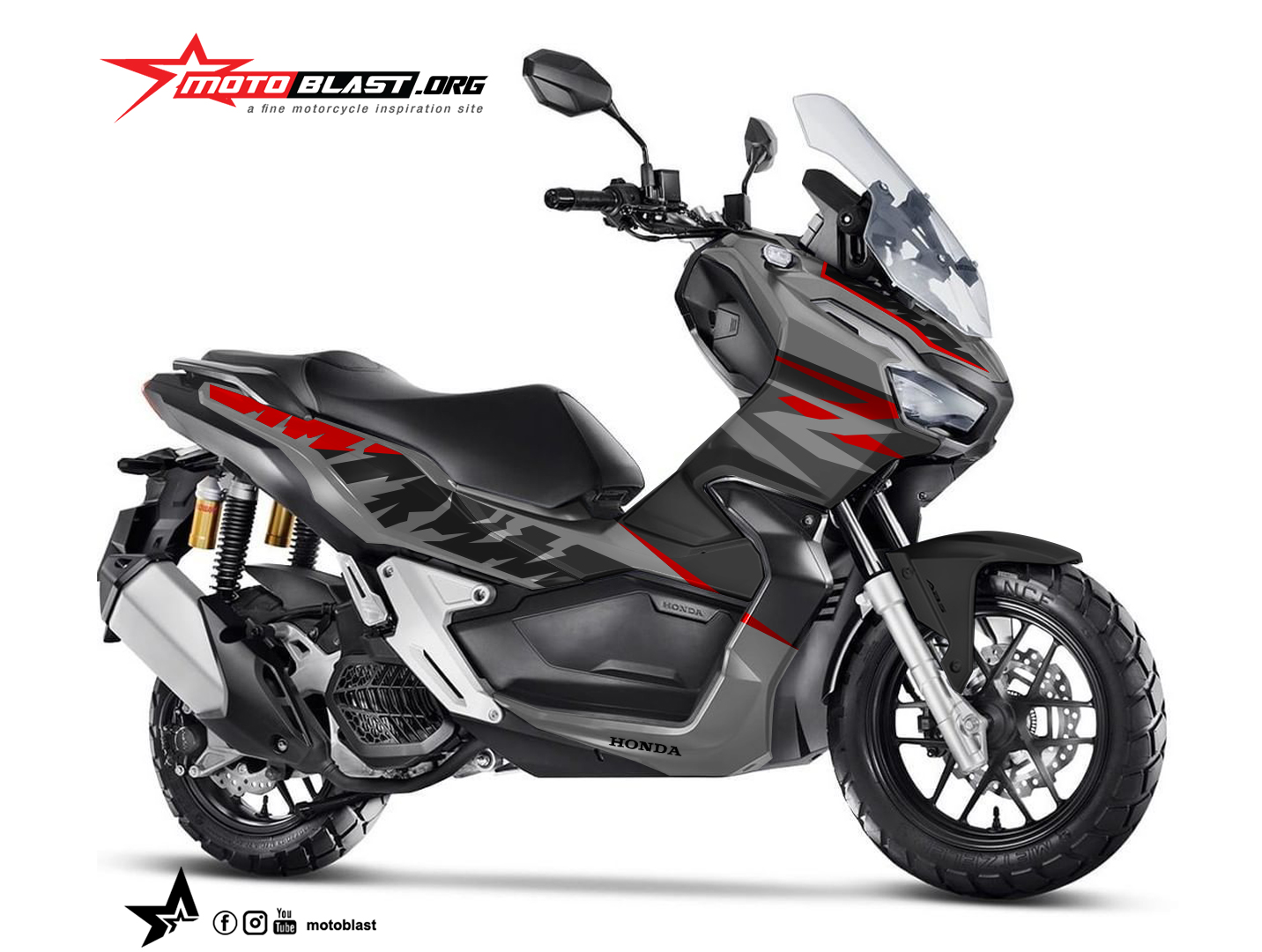 Modifikasi Striping Honda ADV 150 Grey Anniversary fireblade - MOTOBLAST