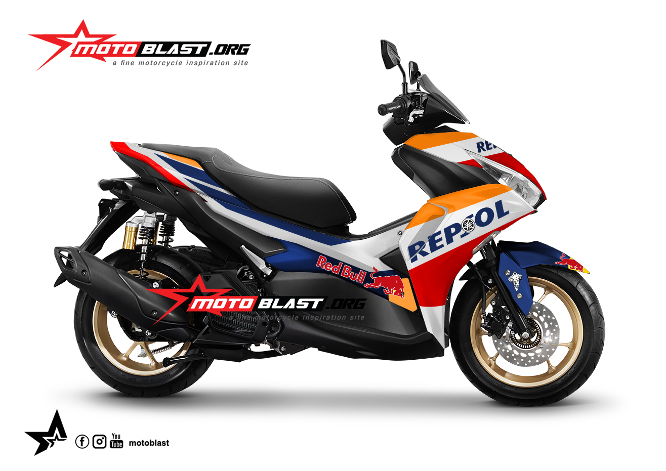 Modifikasi striping Yamaha New Aerox 155 Repsol - MOTOBLAST