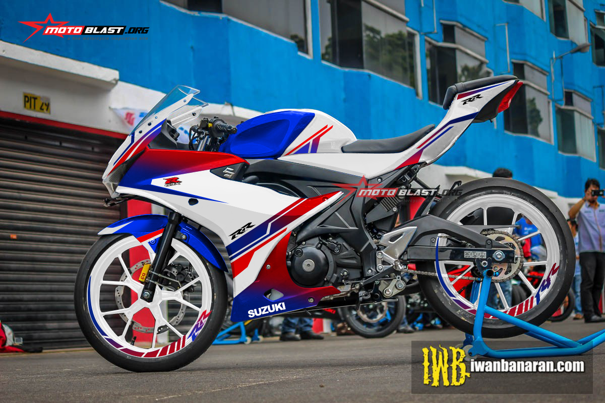 Modifikasi Striping Suzuki GSX-R150 White Rainbow - MOTOBLAST