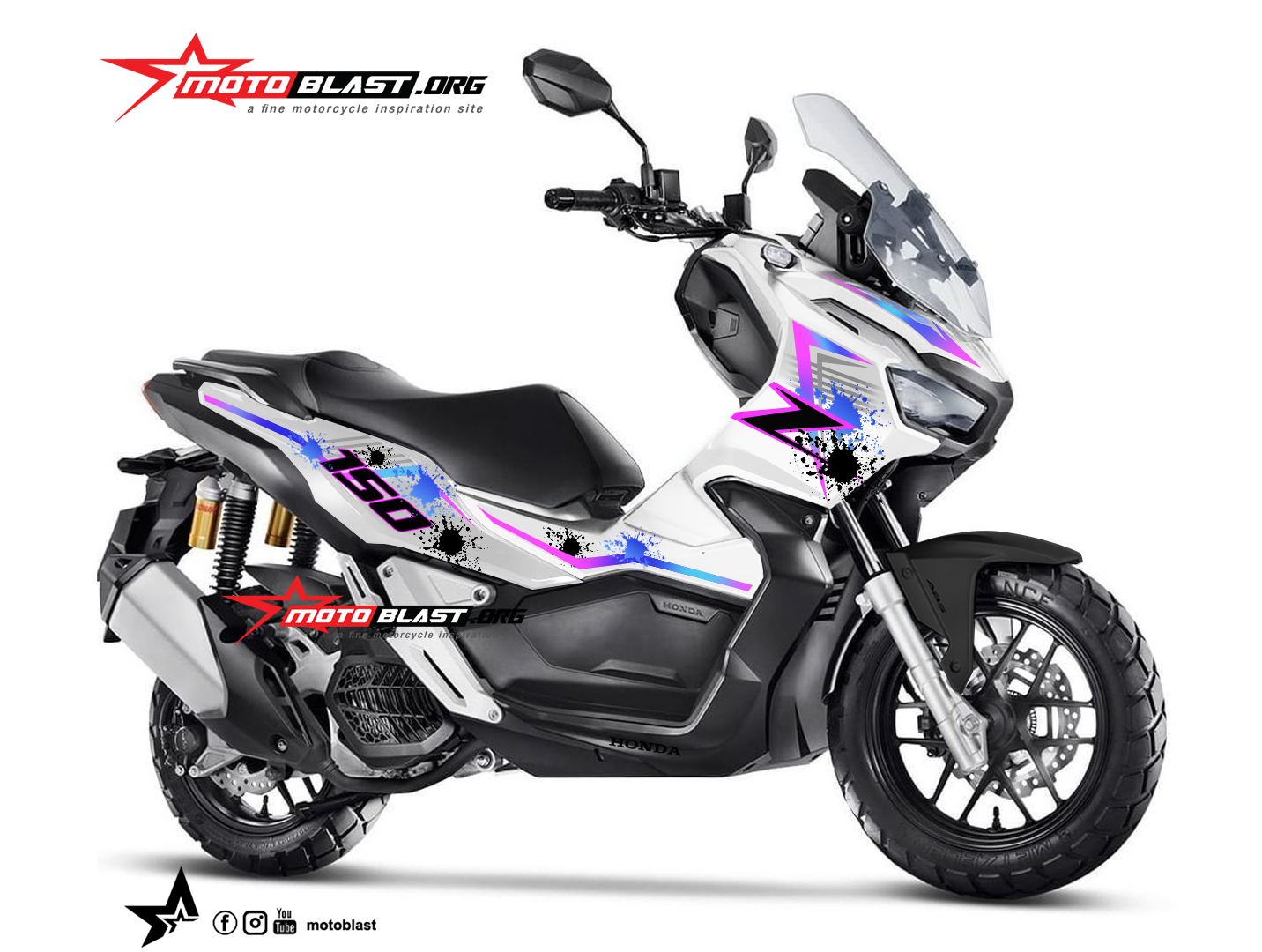 Modifikasi Striping Honda ADV 150 White Rainbow - MOTOBLAST