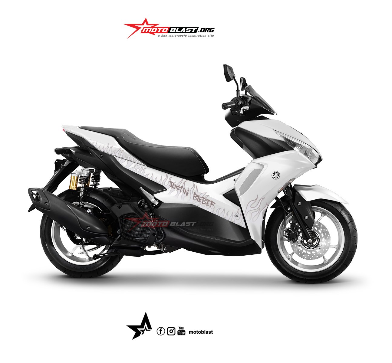 Modifikasi striping Yamaha New Aerox 155 Justin Bieber - MOTOBLAST